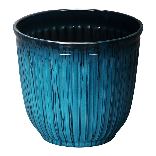 Better Homes & Gardens Kamala Light Blue Recycled Resin Planter, 15.7in ...