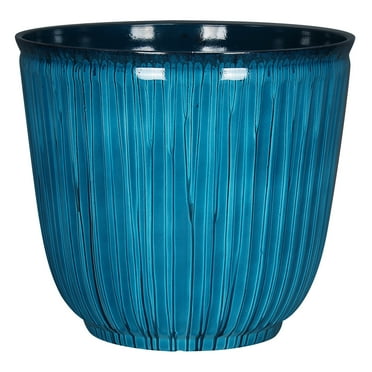 "Trendspot Glazed Planter Pot, Mediterranean 10"" Round Blue Ceramic ...