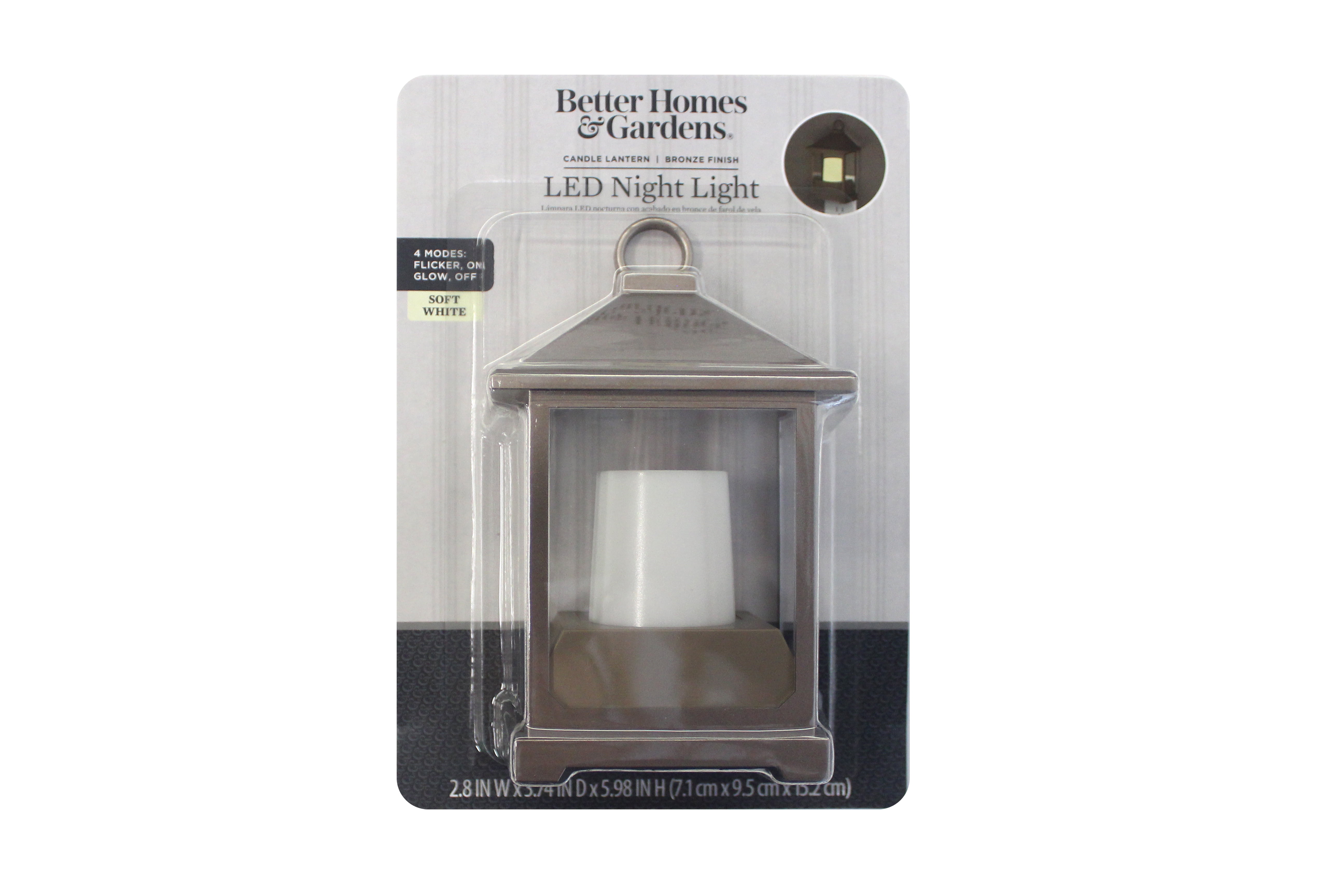 Better Homes & Gardens LED Candle Lantern Night Light 1 Pack, 6.06 Inch ...