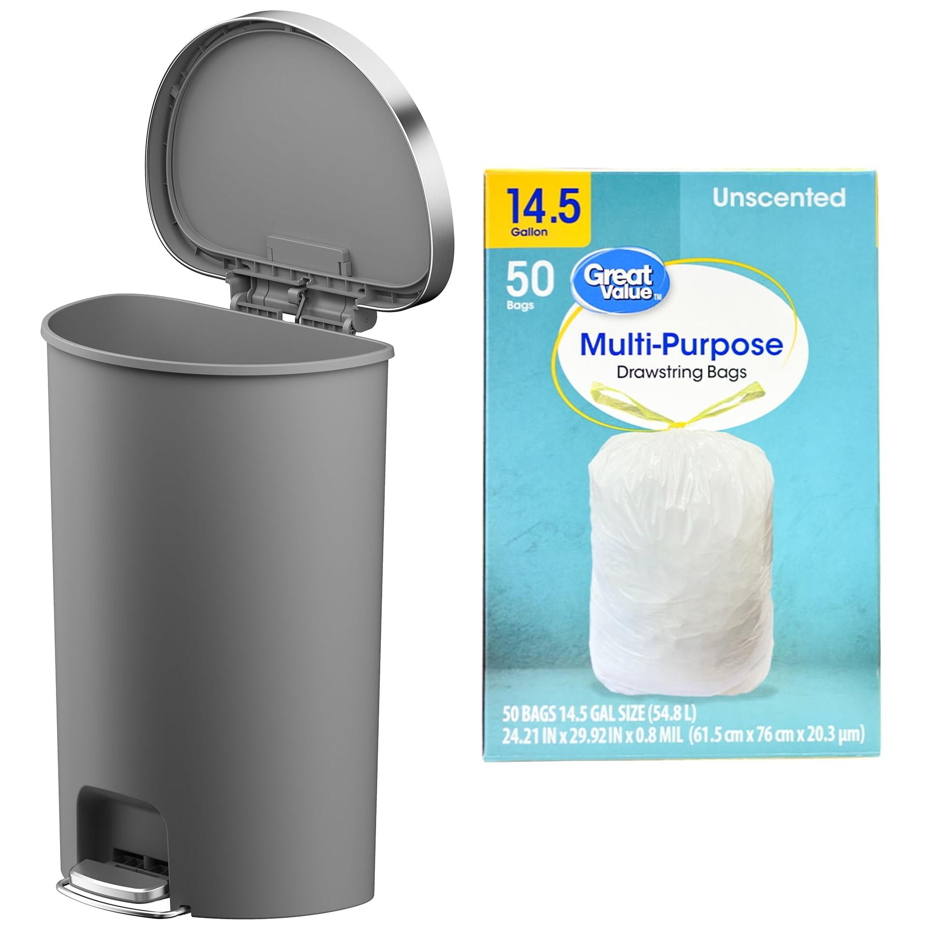 Better Homes & Gardens Large Kitchen Trash Can, 14.5 Gallon Plastic ...