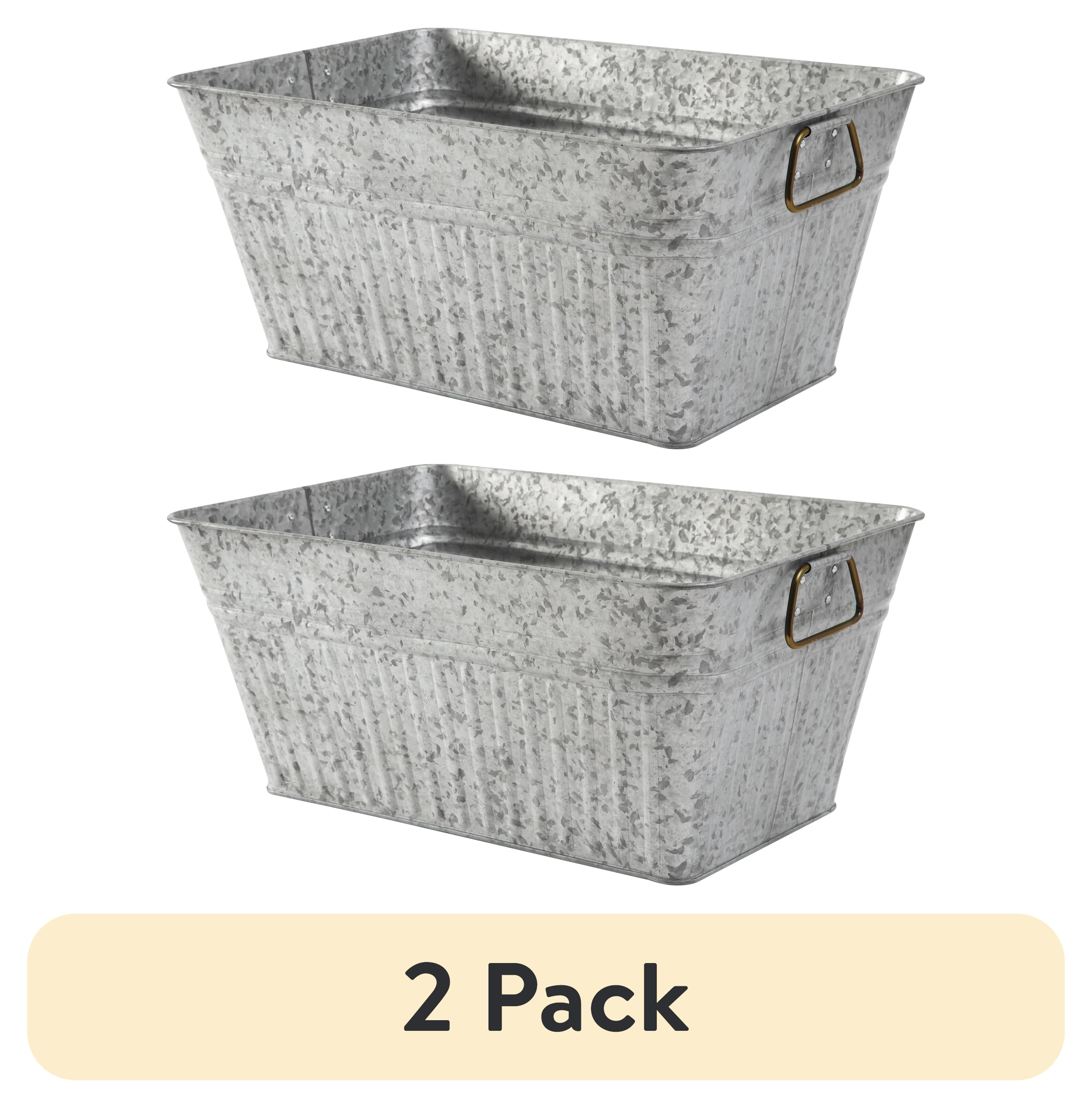 (2 pack) Better Homes & Gardens- Large Rectangle Galvanized Tub BH28 ...