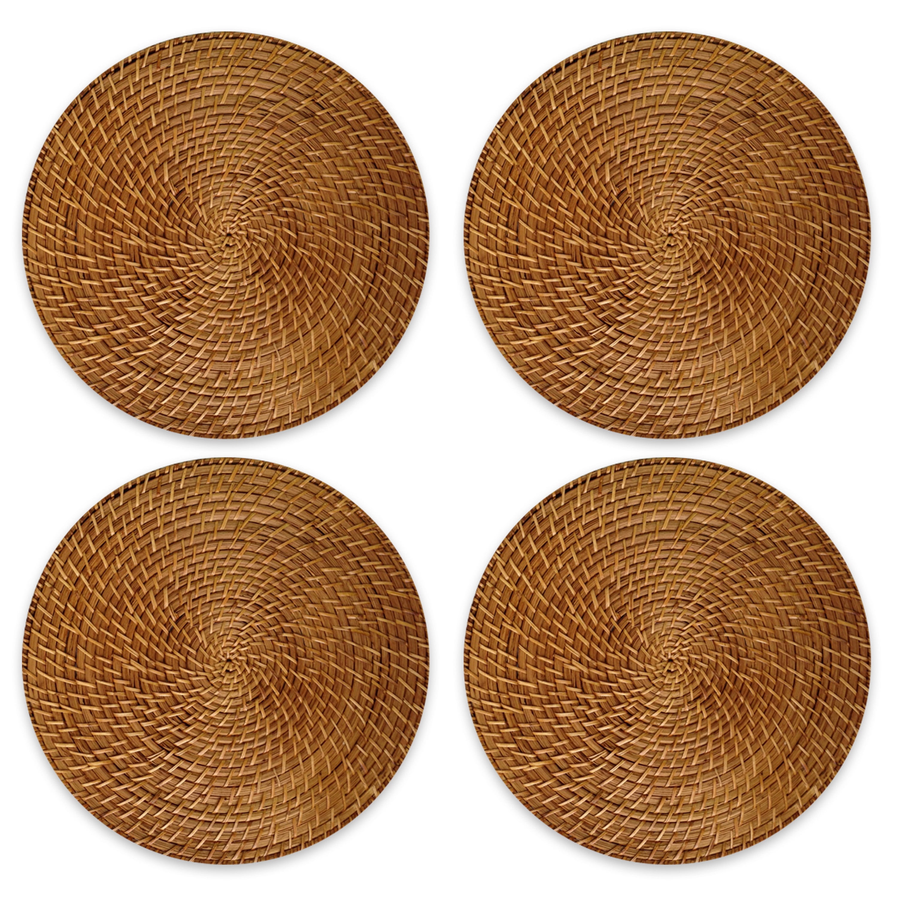 Better Homes & Gardens Elegant Light Brown Woven Rattan Round Chargers ...