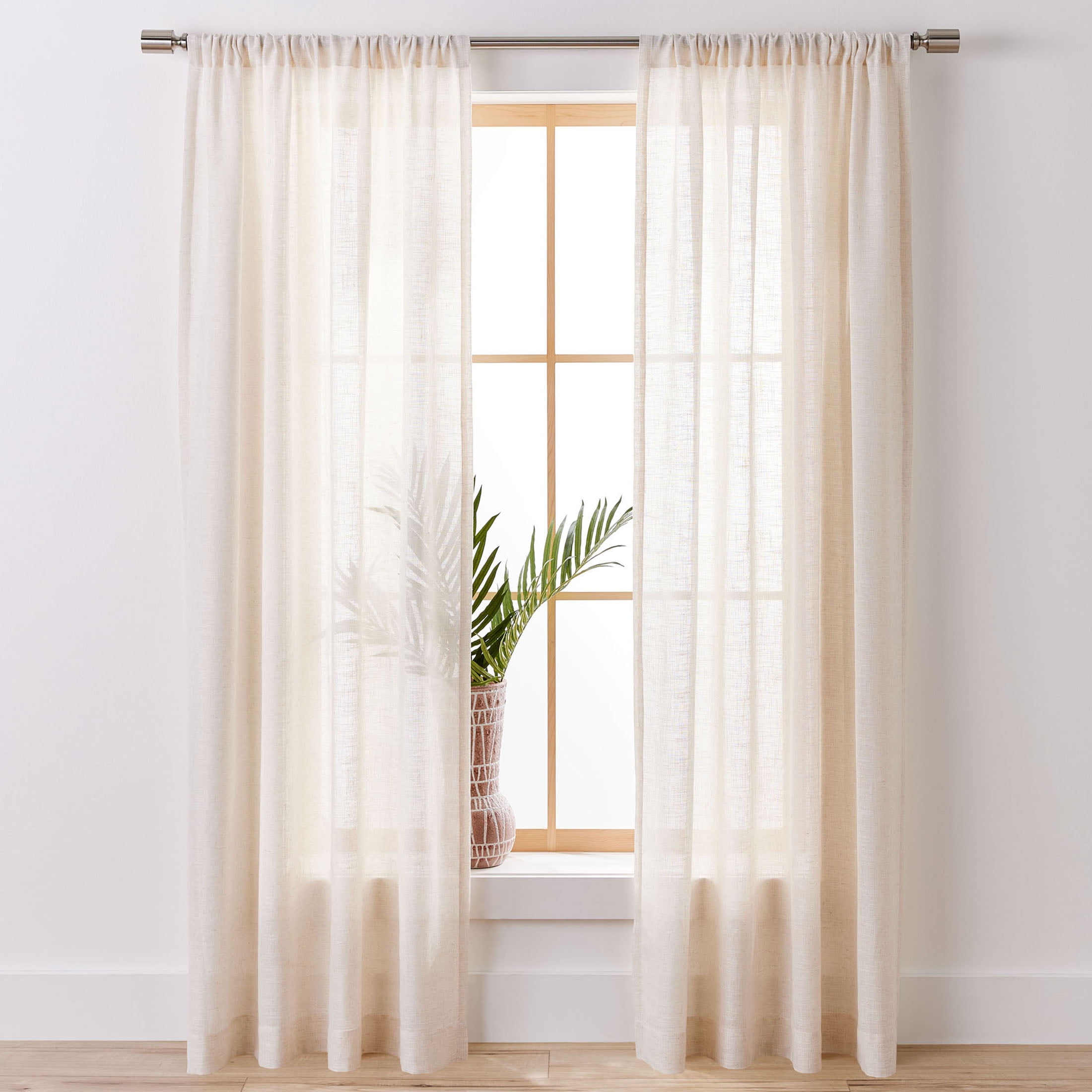 Better Homes & Gardens Light Filtering Linen Blend Rod Pocket Curtain ...