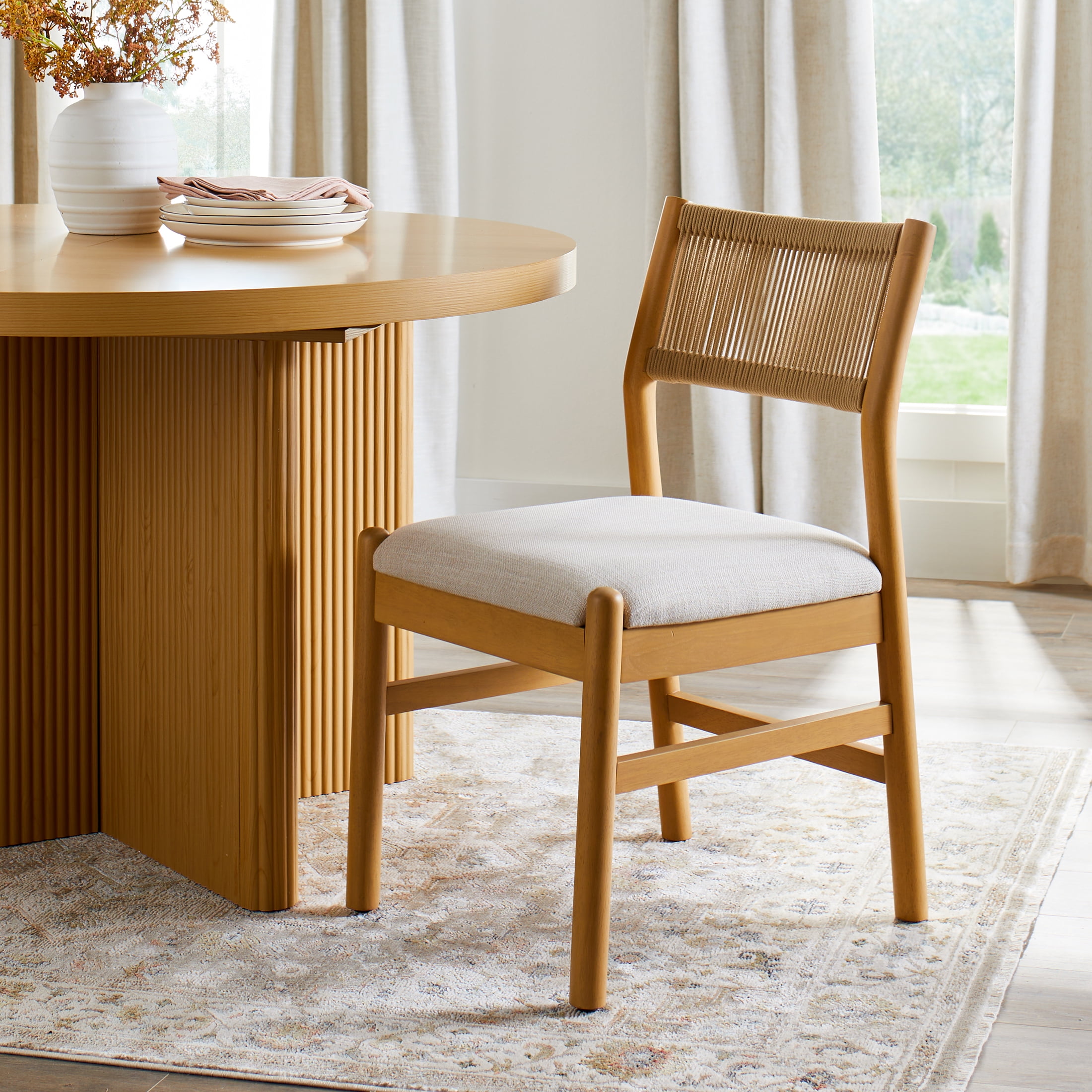 Better Homes & Gardens Lillian Fluted Dining Chairs 2 Pack, Pine and ...