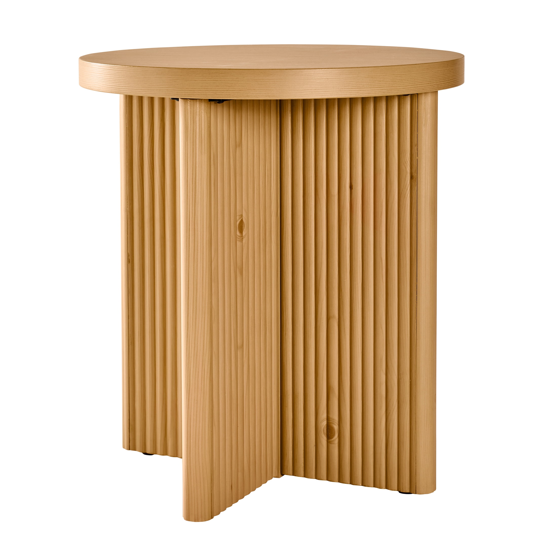 Better Homes & Gardens Lillian Fluted End Table, Natural Pine Finish ...