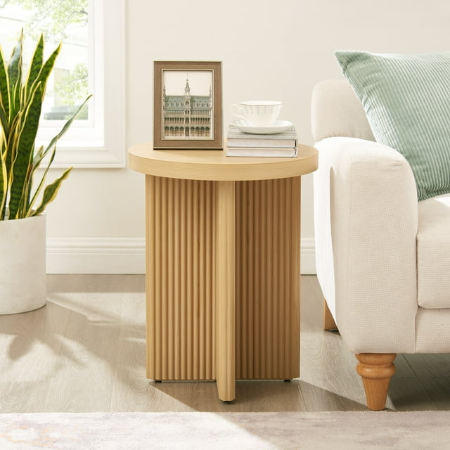 Better Homes & Gardens Lillian Fluted End Table, Natural Pine Finish ...