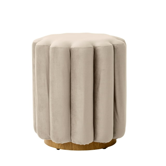 Better Homes & Gardens Lillian Velvet Tufted Ottoman, Beige - Walmart.com