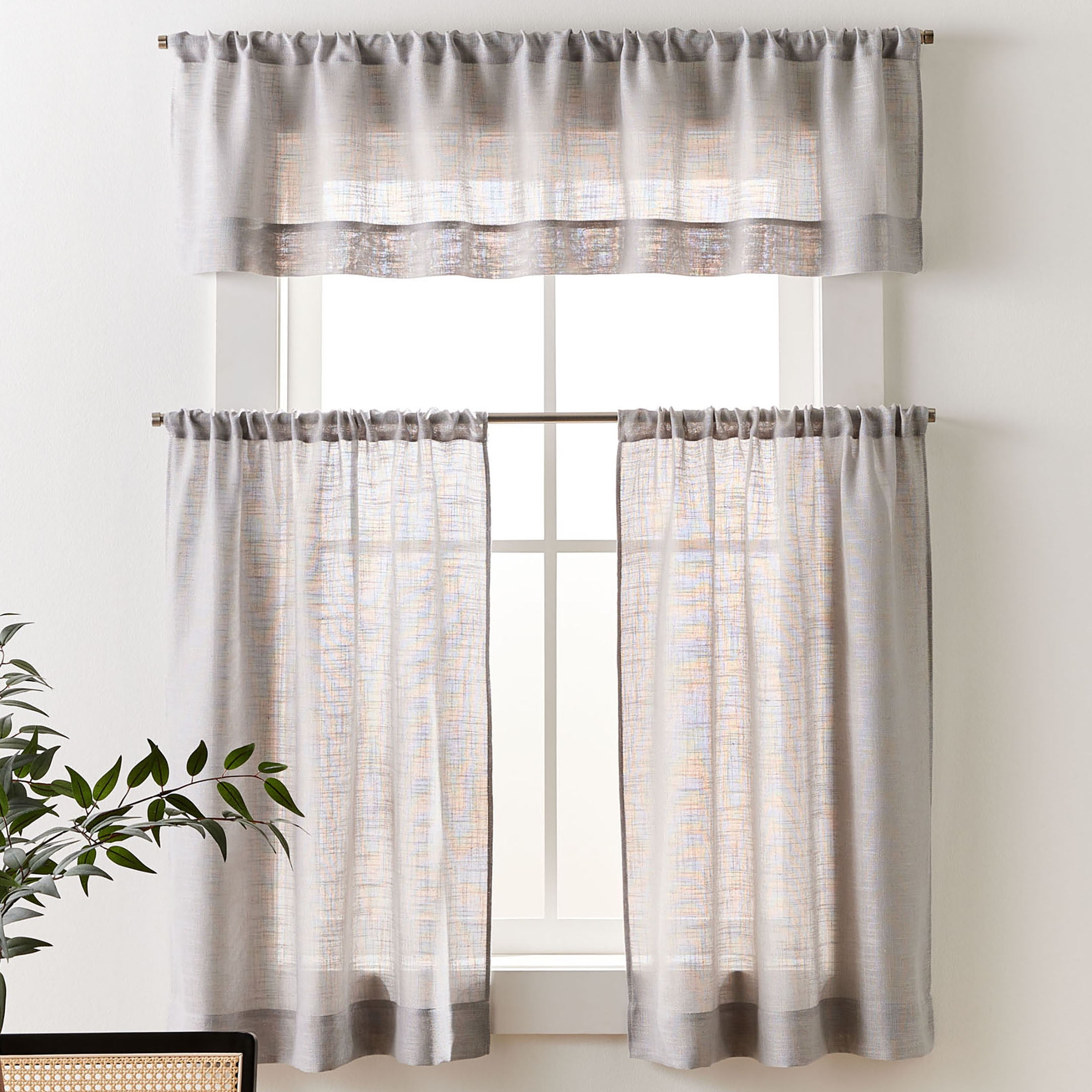 Better Homes & Gardens Linen Blend Light Filtering Kitchen Curtain ...