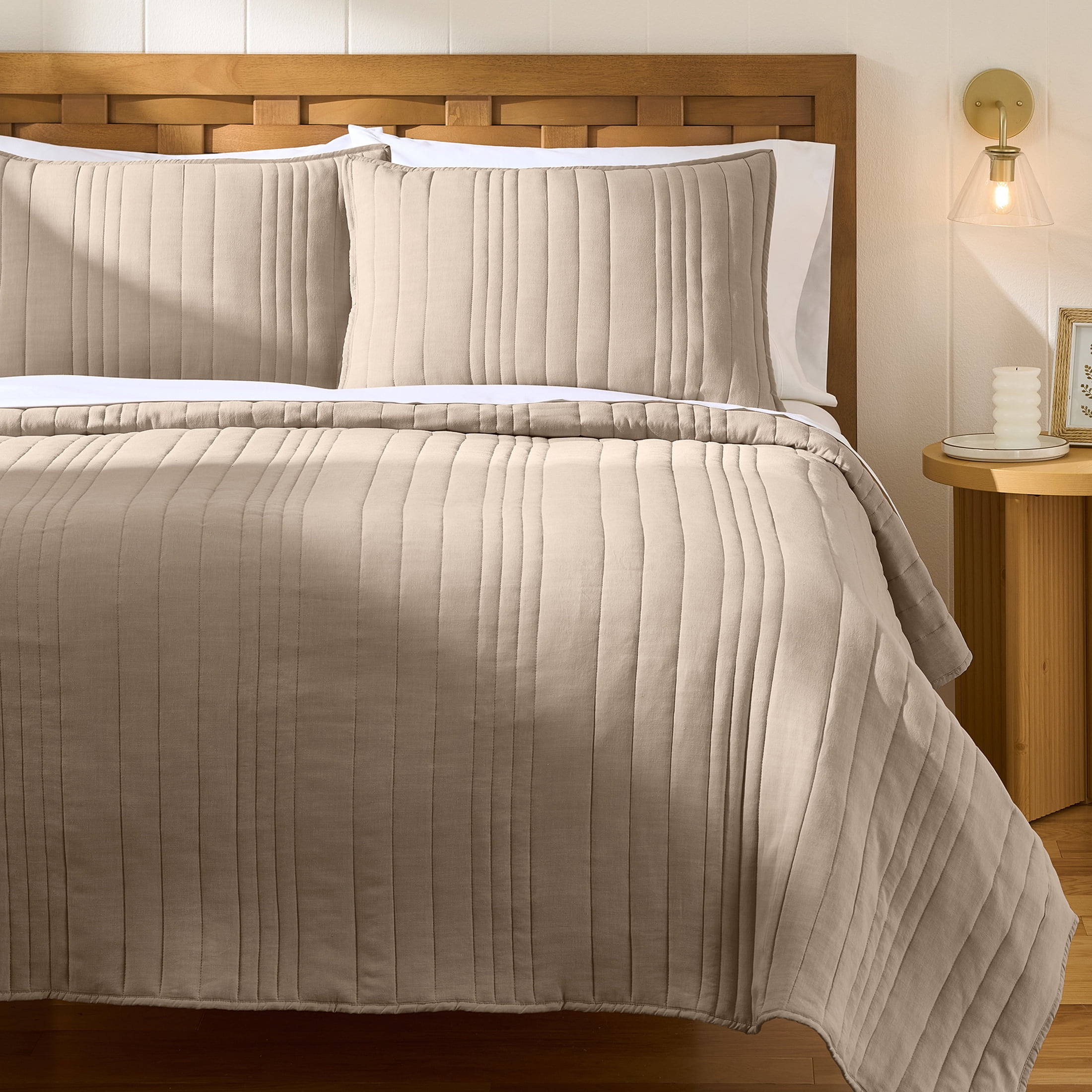 Better Homes & Gardens Linen Blend Quilt, Tan, King, All Ages - Walmart.com