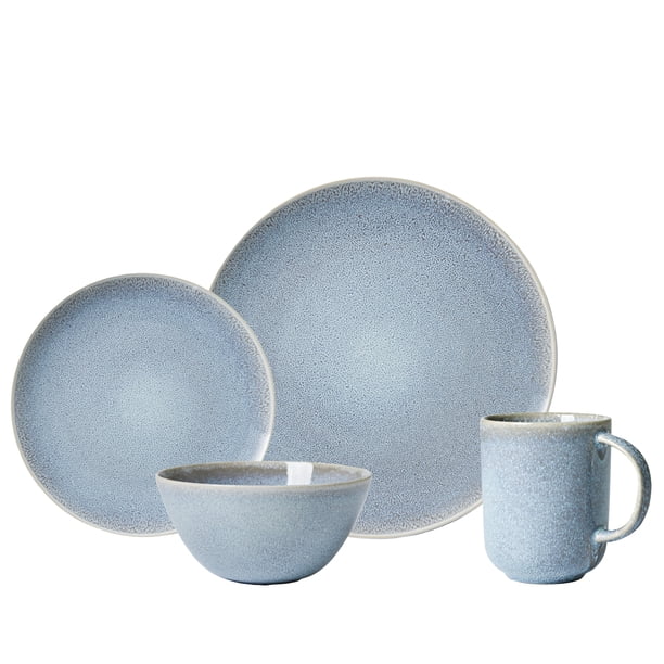 Better Homes & Gardens- Linette Blue Round Stoneware 16-Piece ...