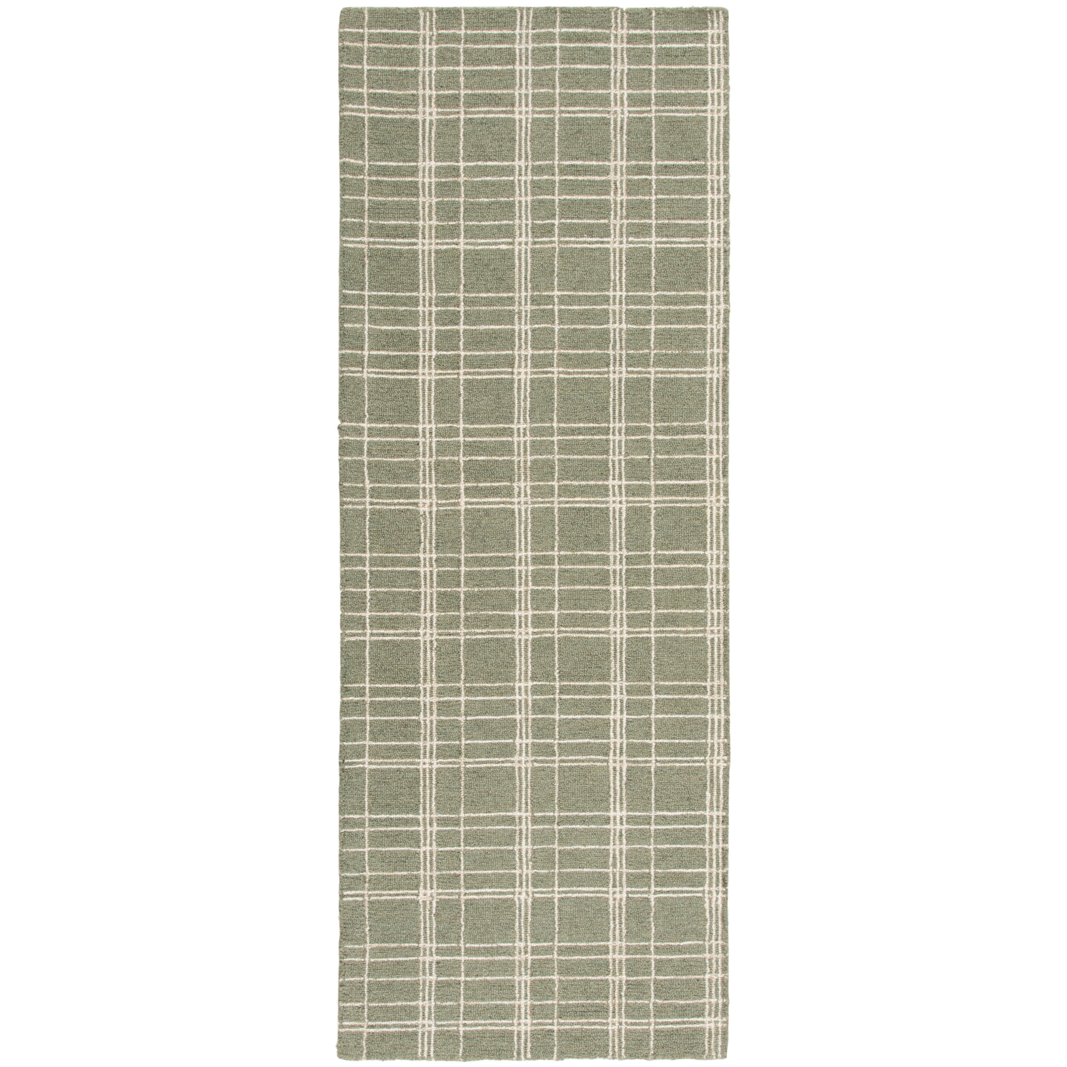 Better Homes & Gardens Lt Green Plaid Wool Indoor Runner Rug, 2'6"x7 ...