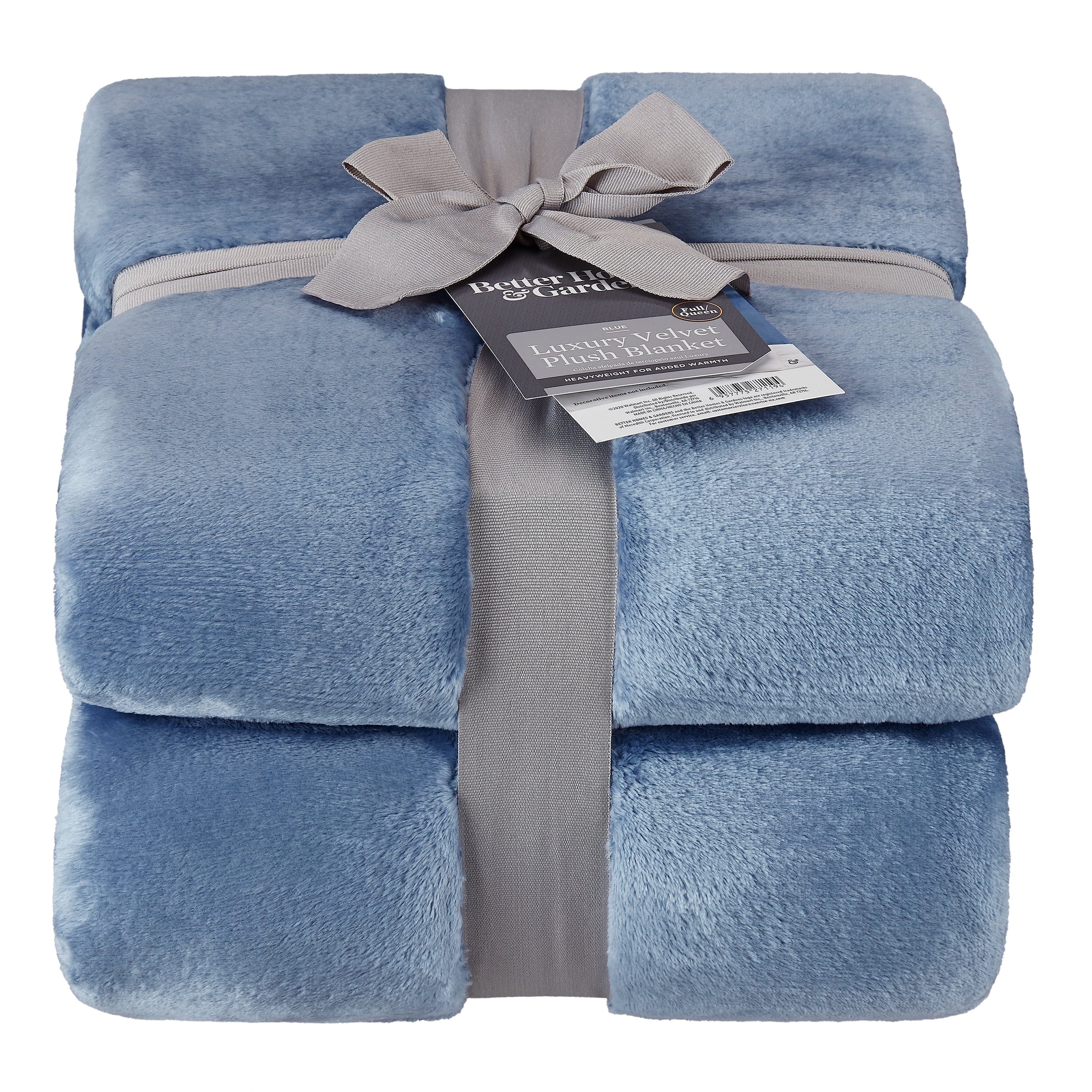 Better Homes & Gardens Luxury Velvet Plush Blanket, Blue, Twin, Adult ...