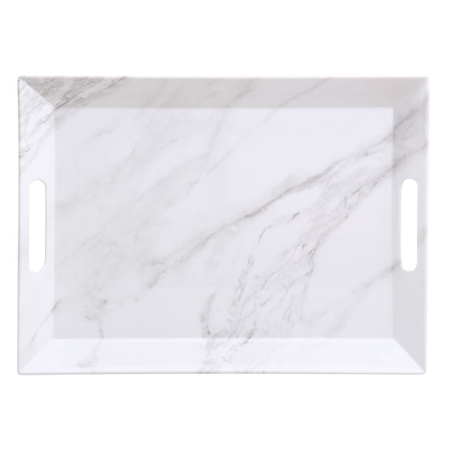 Better Homes & Gardens- Marble Print Rectangle Melamine Handled Tray ...