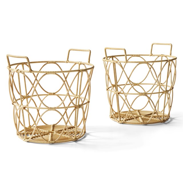 Better Homes & Gardens Medium Poly Rattan Open Weave Storage Basket ...
