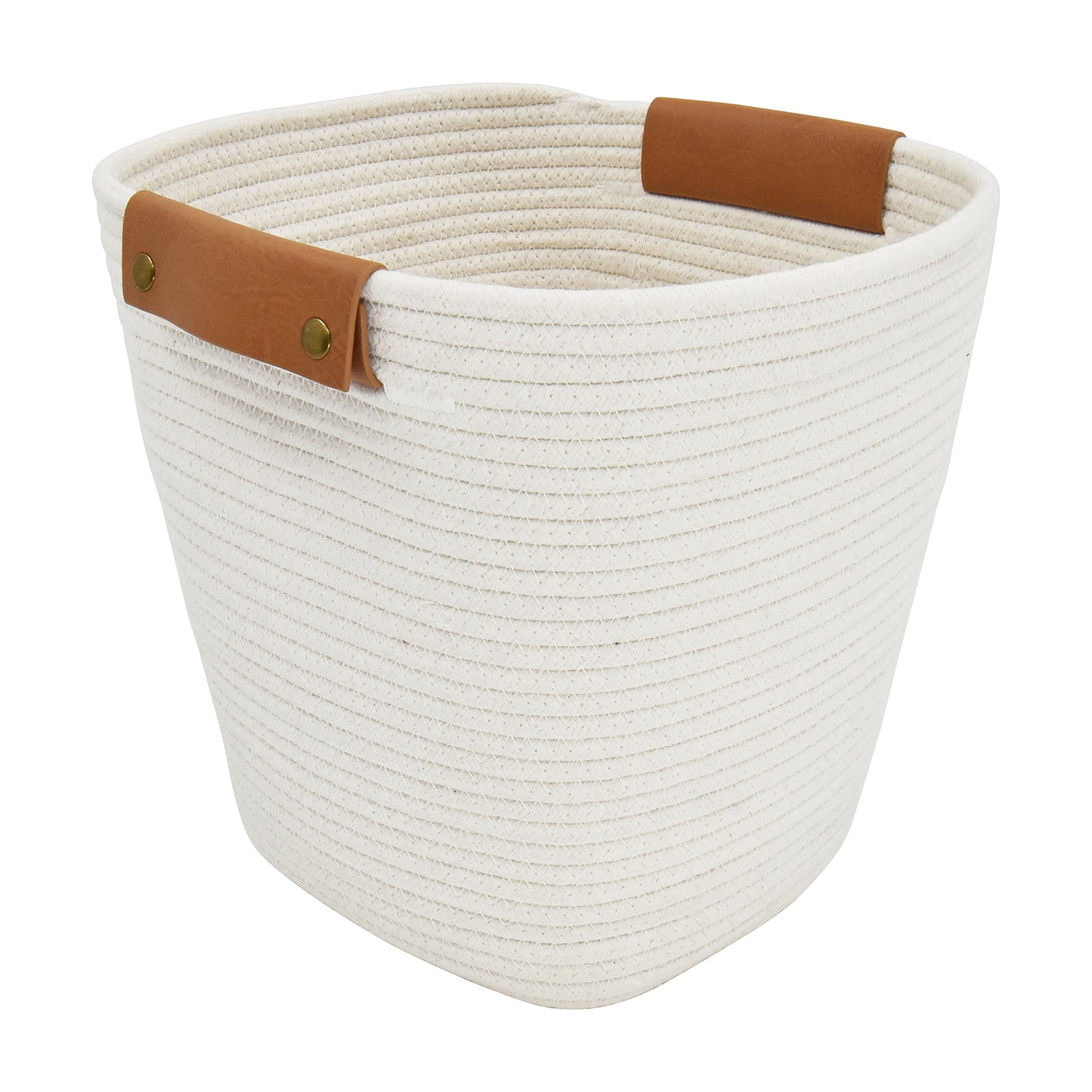"Better Homes & Gardens Cotton Rope Storage Basket, Medium White, 10.75 ...
