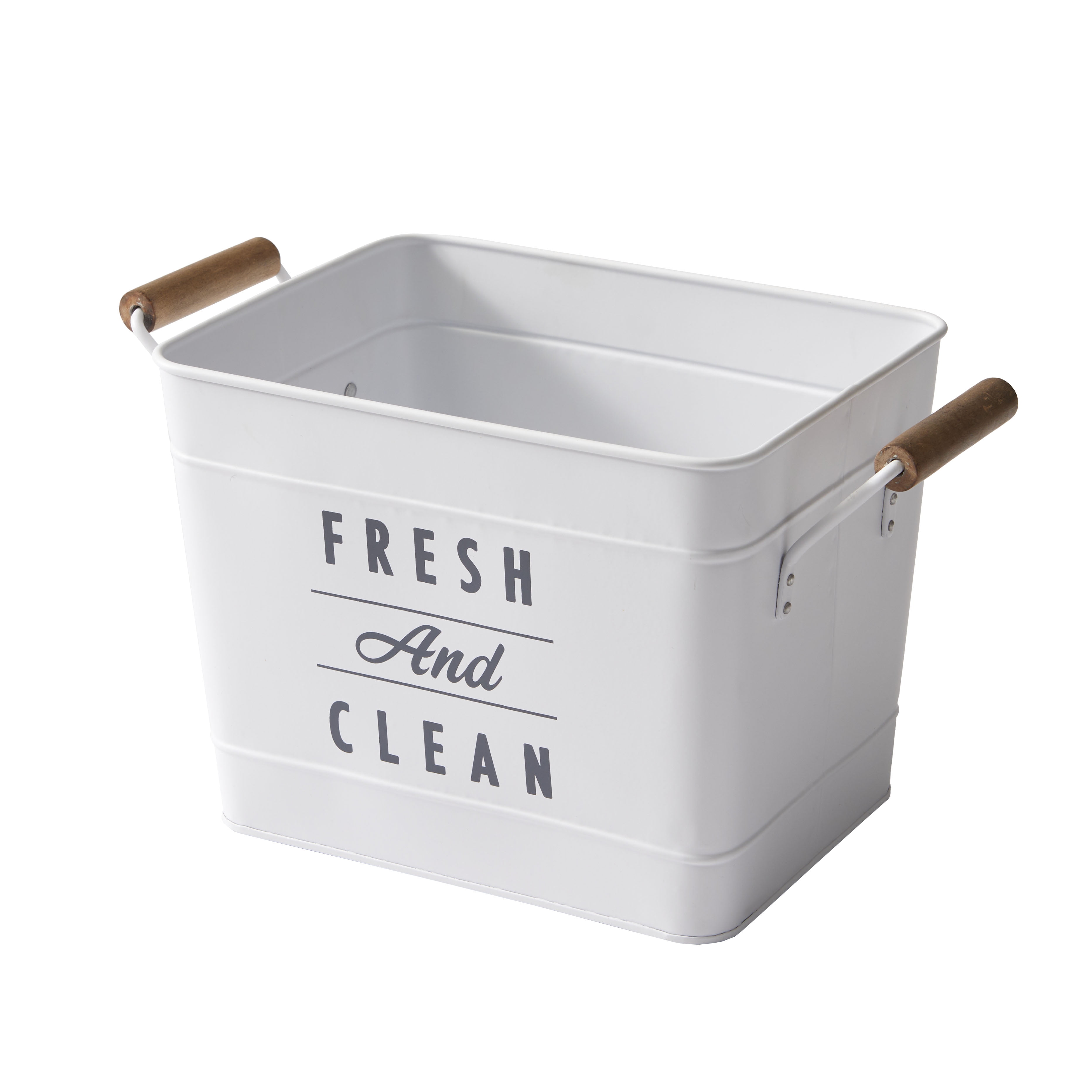Better Homes & Gardens Metal Laundry Bucket with Wooden Handles, Adult ...