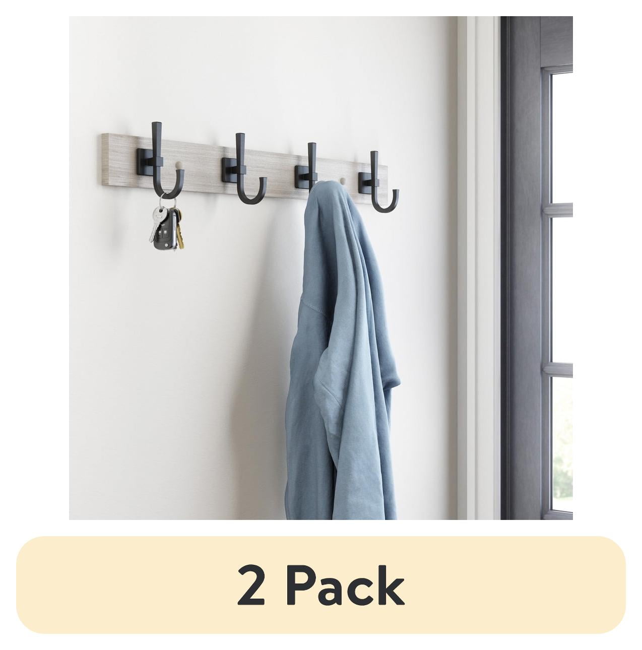 (2 pack) Better Homes & Gardens Miller 27" Wall Mounted Hook Rack, 4 ...