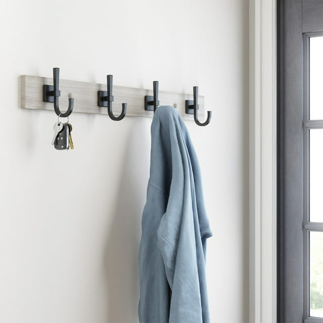 Better Homes & Gardens Miller 27" Wall Mounted Hook Rack, 4 Hooks ...