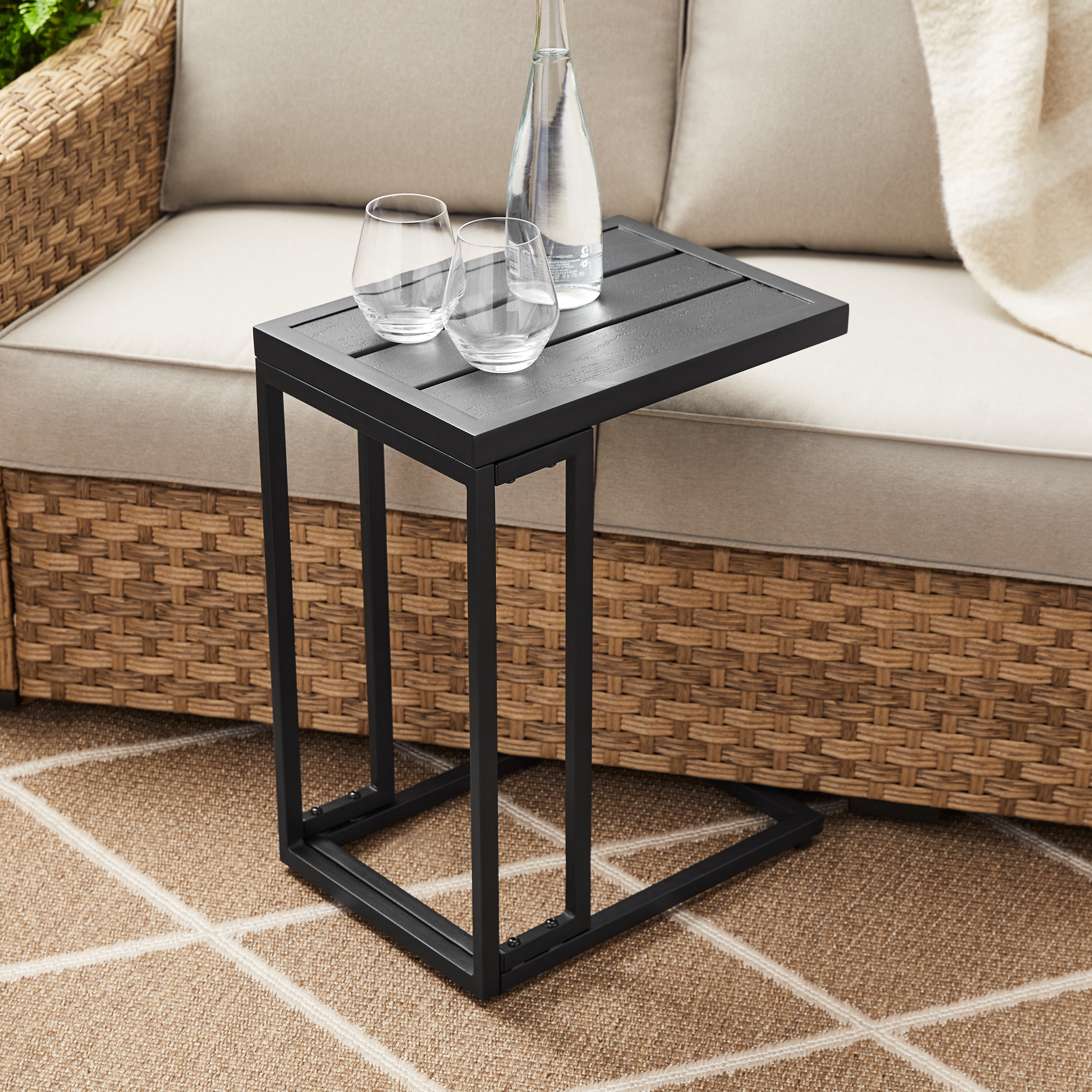 Better Homes & Gardens Milport Slat Top Side Table- 22 Inches- Black ...