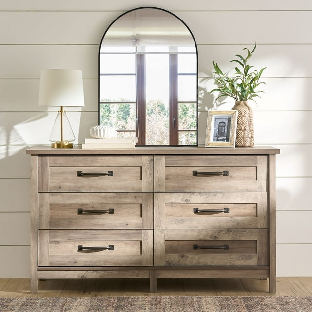 Better Homes & Gardens Modern Farmhouse 6-Drawer Dresser, Rustic Gray ...