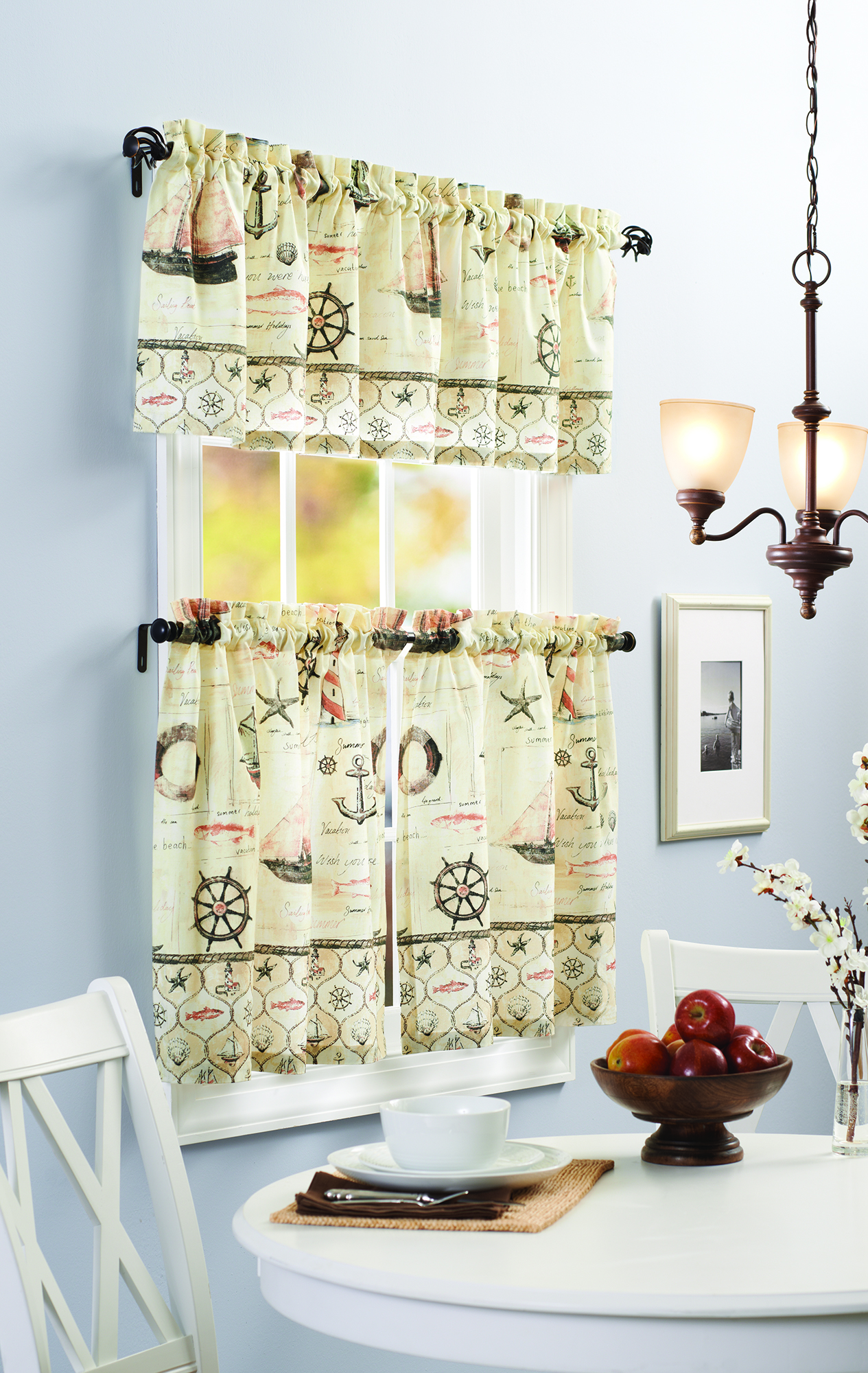 Better Homes & Gardens Nautical Valance, Sailboats and Starfish, 58x16 ...