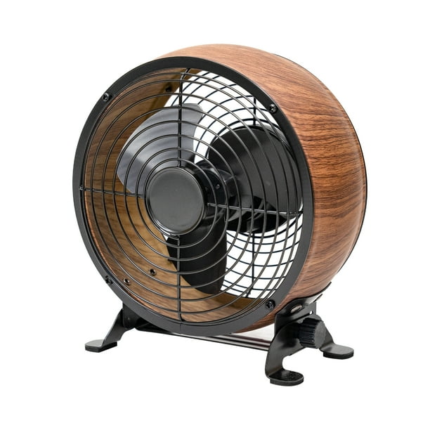Better Homes & Gardens New Retro 5 in Drum Fan with Wood Grain Color ...