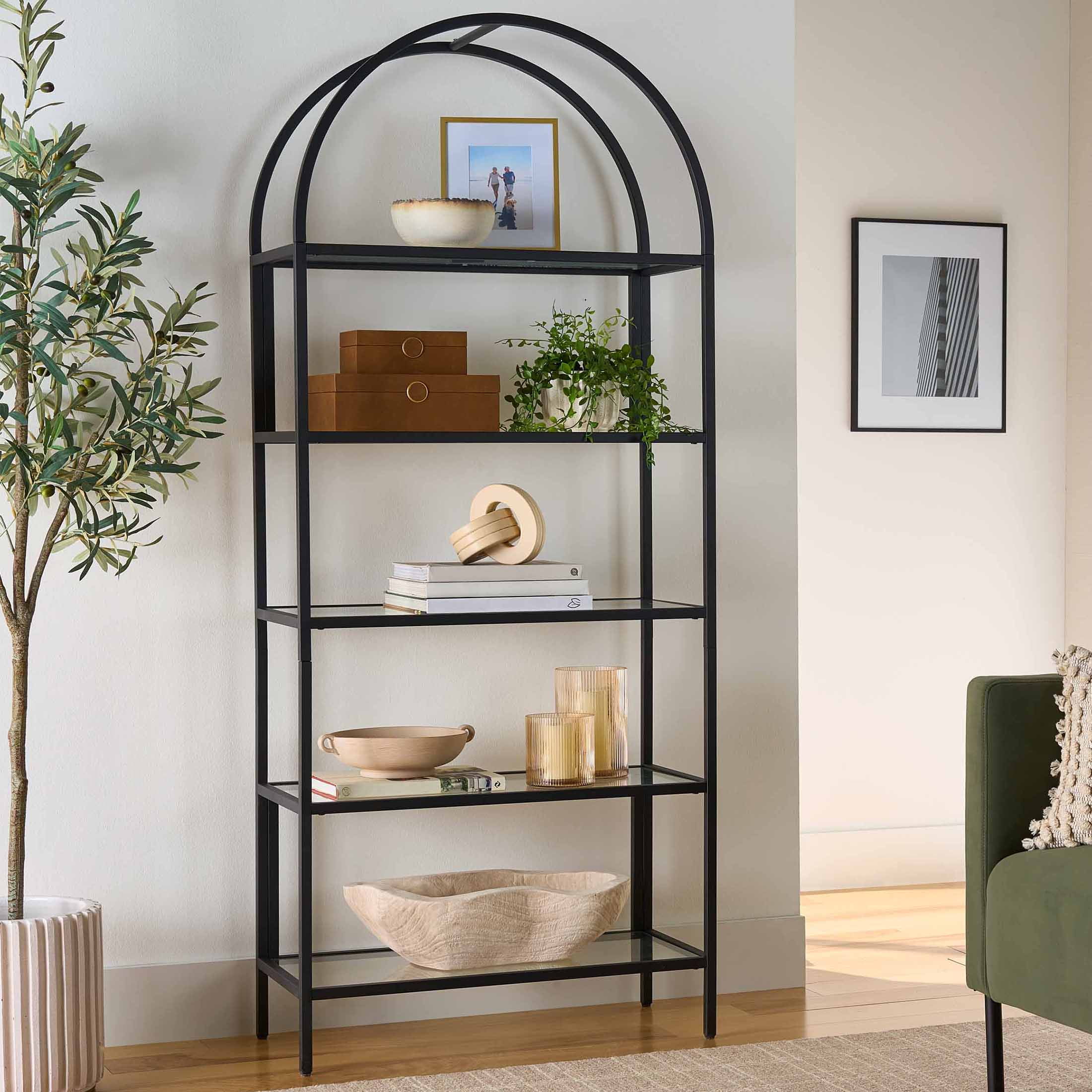 Better Homes & Gardens Nola Arc Bookshelf, Black Finish - Walmart.com