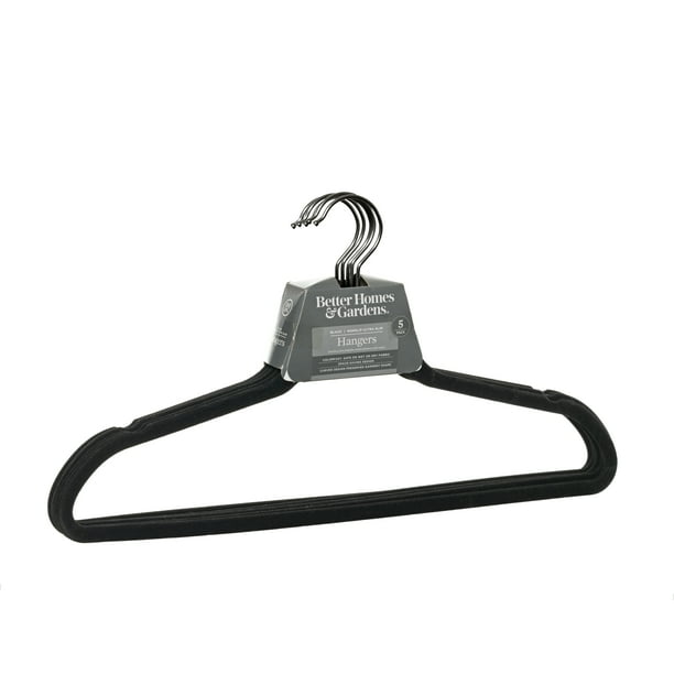 Better Homes & Gardens Non-Slip Velvet Clothing Hangers, Black, 5 Count ... Better Homes & Gardens Non-Slip Velvet Clothing Hangers, Black, 5 Count ...