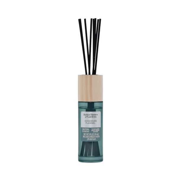 Better Homes & Gardens Oceanside Flannel Scented Reed Diffuser 3 Fl Oz (90 mL) with 8 Synthetic ...