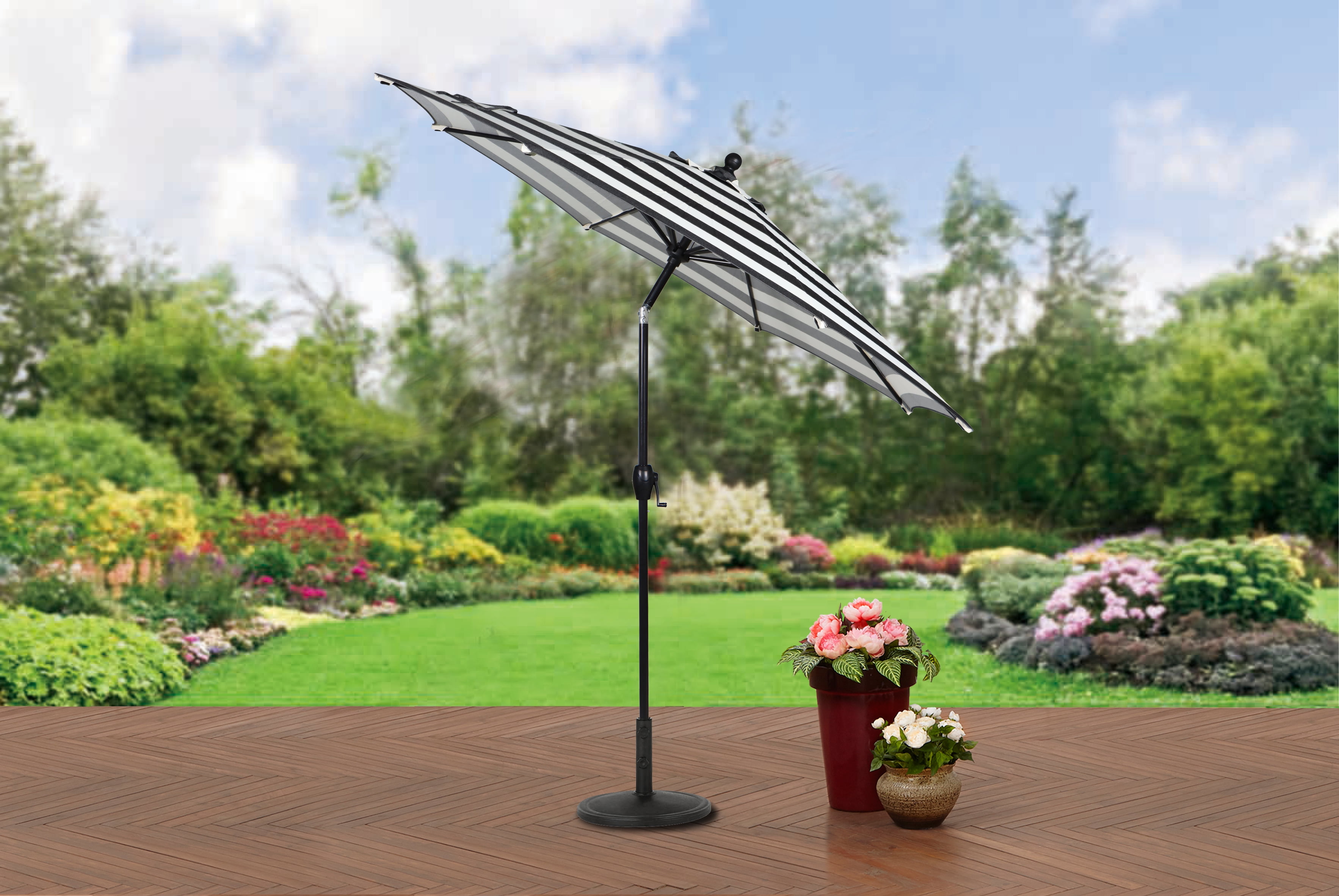 Better Homes & Gardens Outdoor 9' Ibiza Stripes Round Crank Premium ...