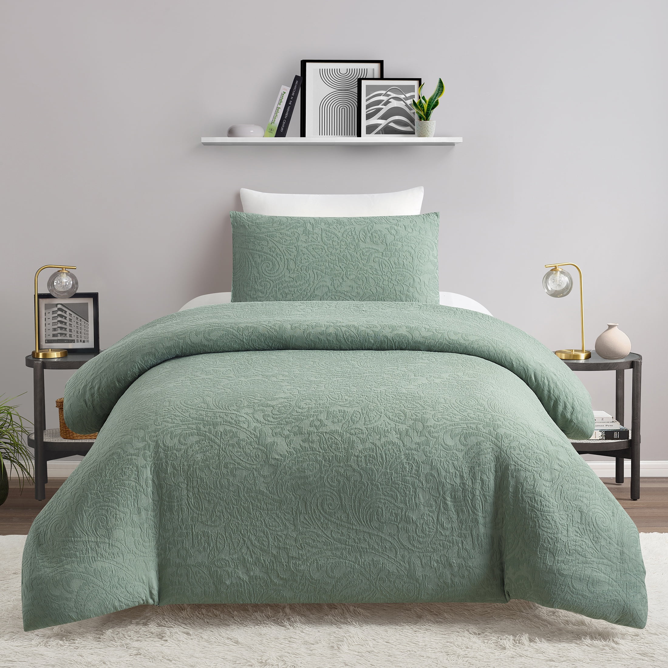 Better Homes & Gardens Paisley Matelasse 2-Piece Comforter Set, Sage,T ...