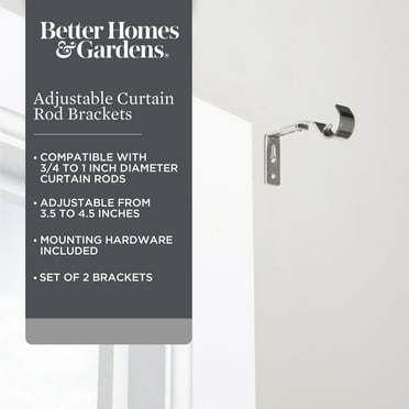 Kenney Fast Fit 5/8" No Measure Curtain Rod Brackets, Set of 2, Matte ...