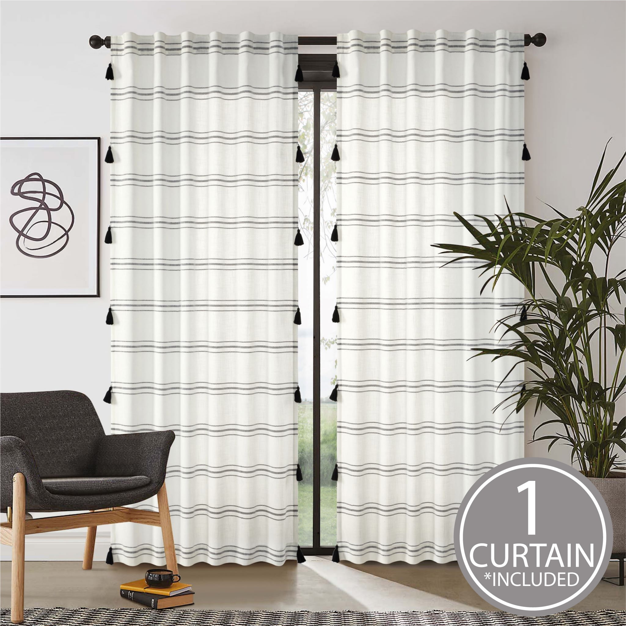 Better Homes & Gardens Poly-Cotton Light Filtering Striped Tassel ...