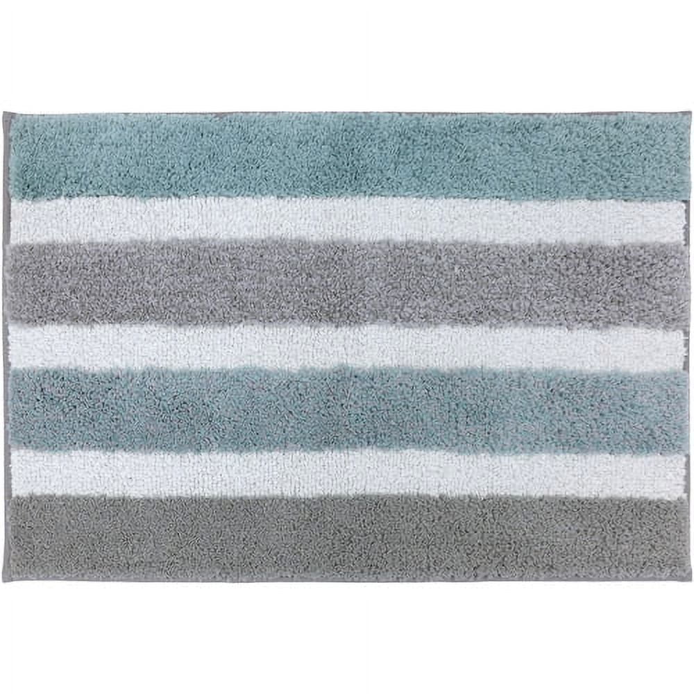 Better Homes & Gardens Polyester/cotton 20" x 30" Stripe Bath Rug, Blue ...
