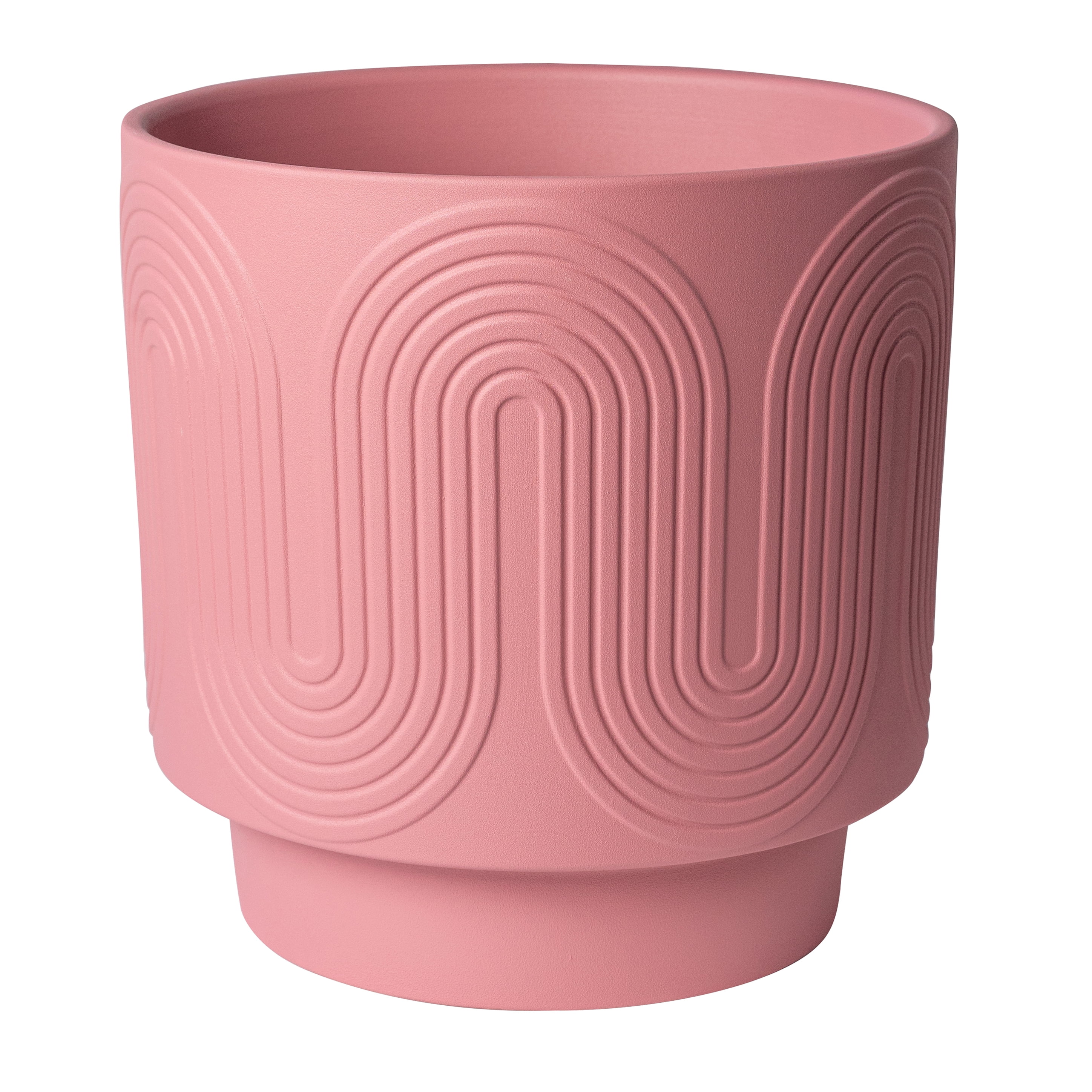 Better Homes & Gardens Pottery 10" Amy Wave Ceramic Planter, Pink ...