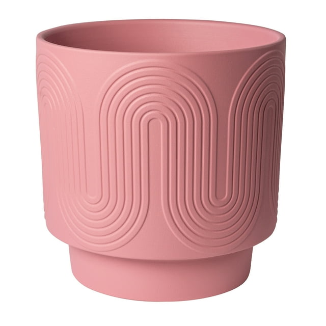 Better Homes & Gardens Pottery 10" Amy Wave Ceramic Planter, Pink ...