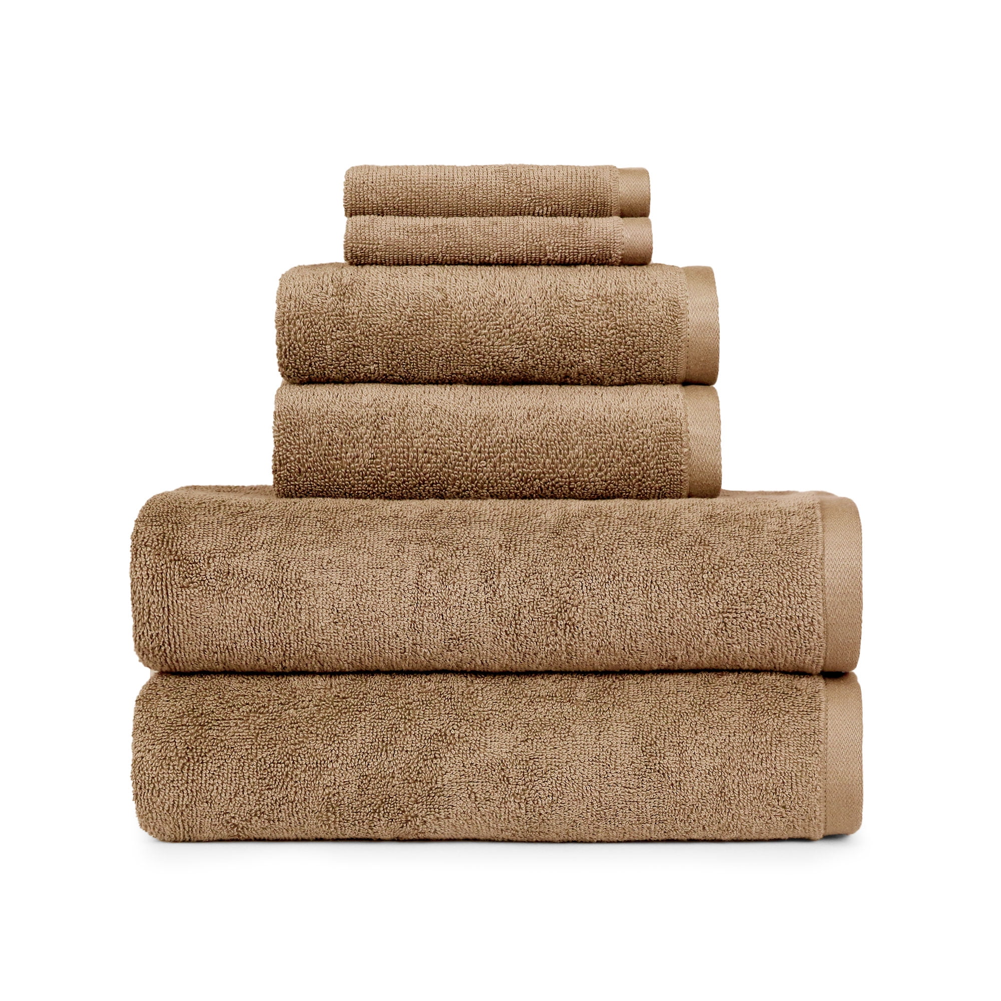 Better Homes & Gardens Cotton Towel Set in Dark Caramel, 6-Piece with ...