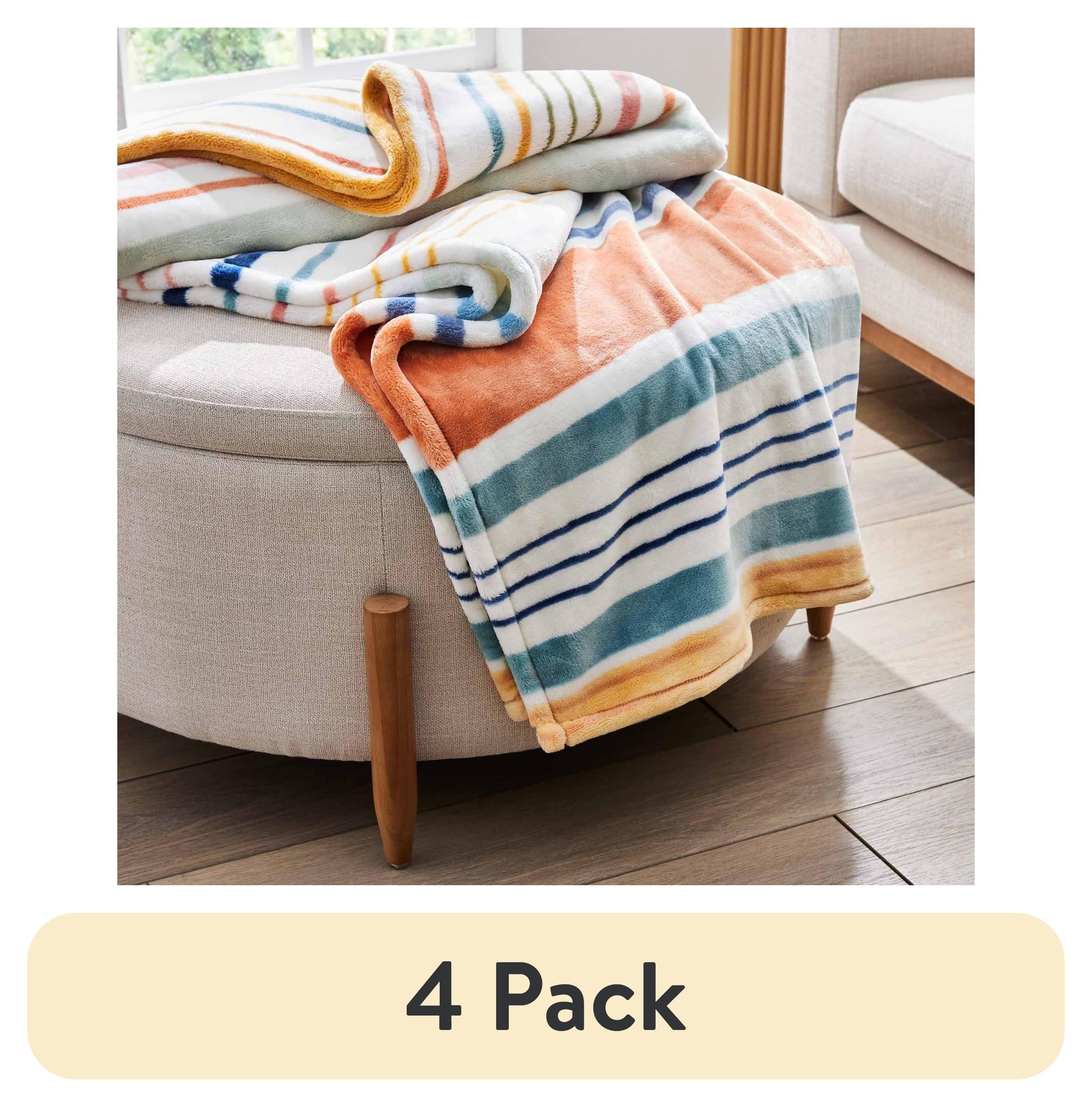 (4 pack) Better Homes & Gardens Printed Heavyweight Ultra Plush Adult ...