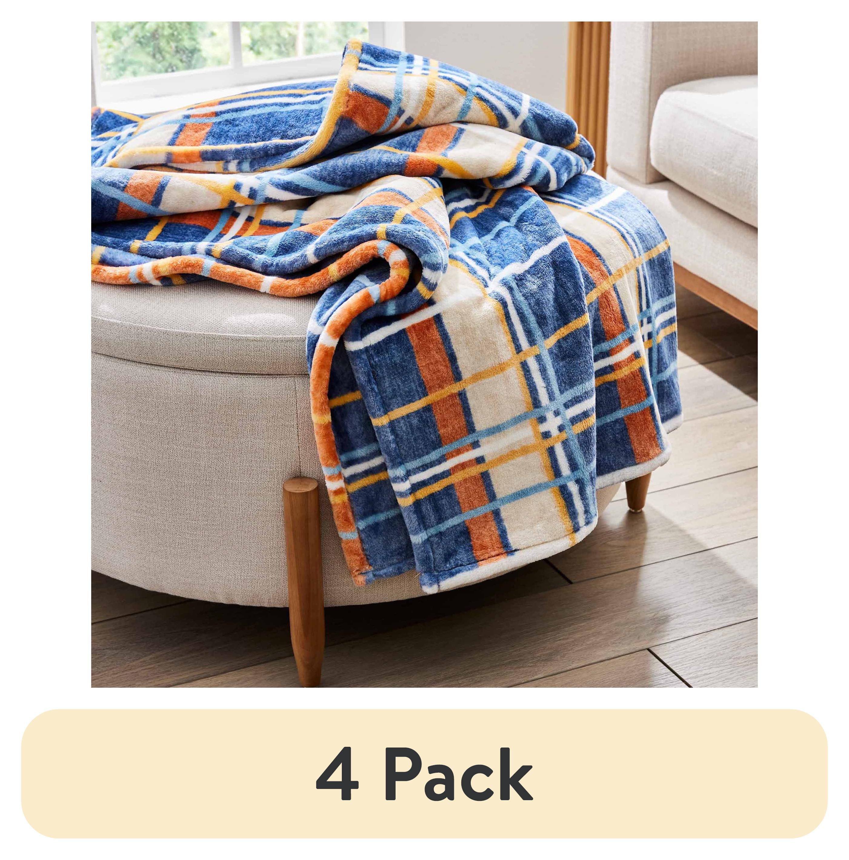 (4 pack) Better Homes & Gardens Printed Heavyweight Ultra Plush Adult ...