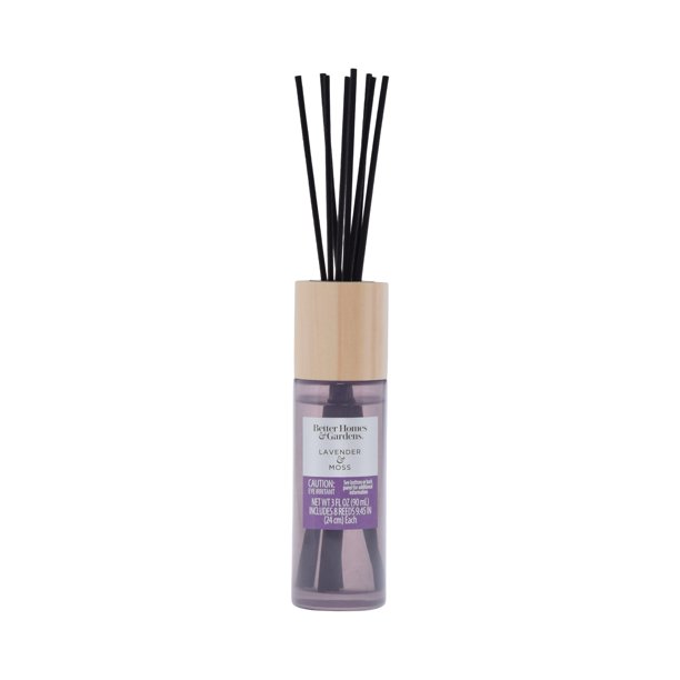 Better Homes & Gardens Lavender & Moss Reed Scented Reed Diffuser 3 Fl Oz (90 mL) with 8 ...
