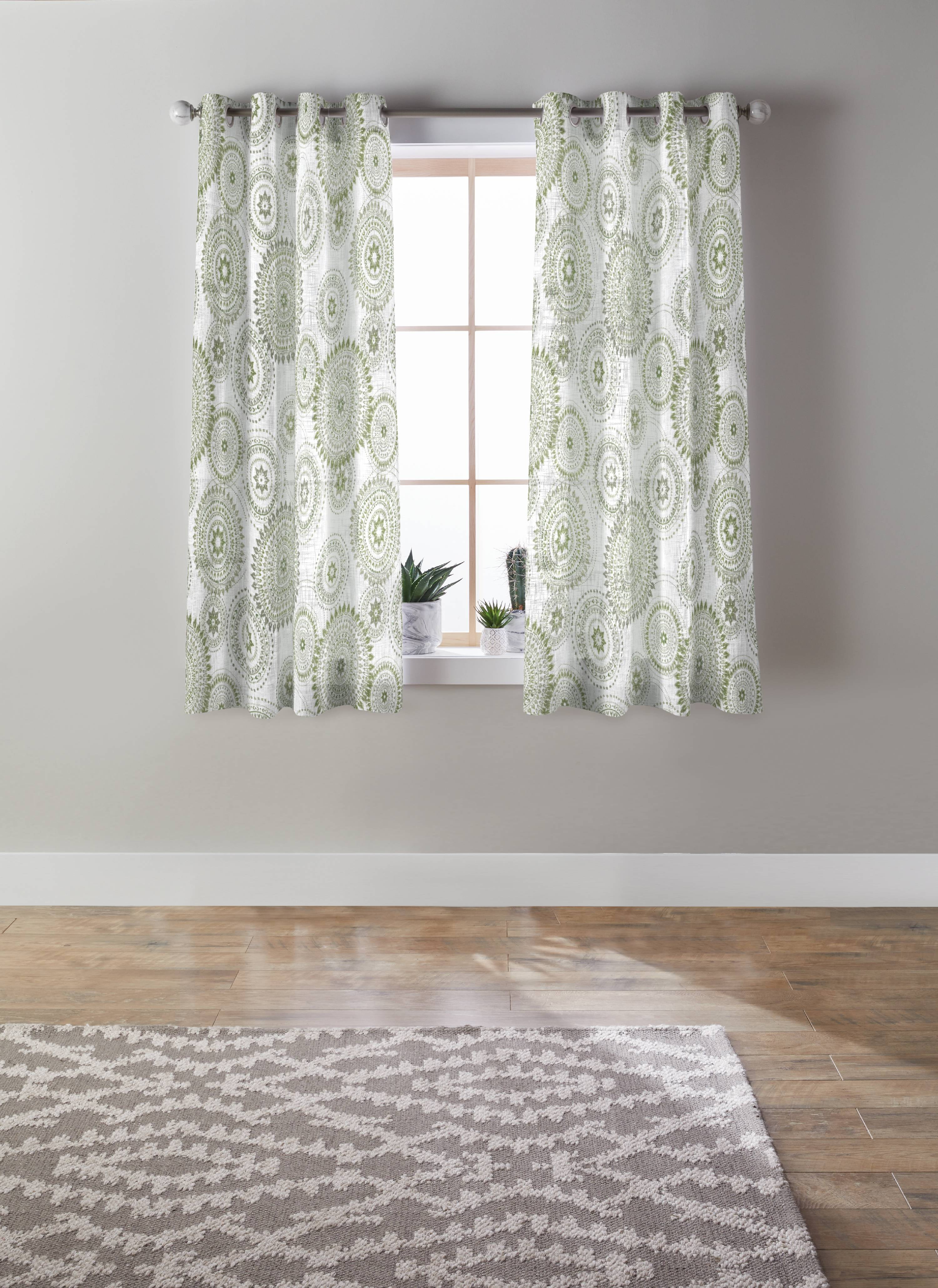 Better Homes & Gardens Rambling Medallion Printed Sheer Window Curtain ...