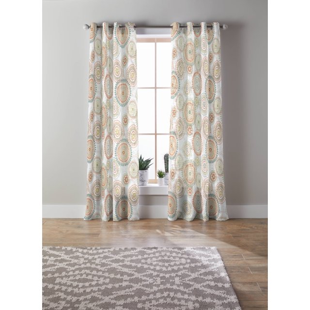 Better Homes & Gardens Rambling Medallion Printed Sheer Window Curtain ...