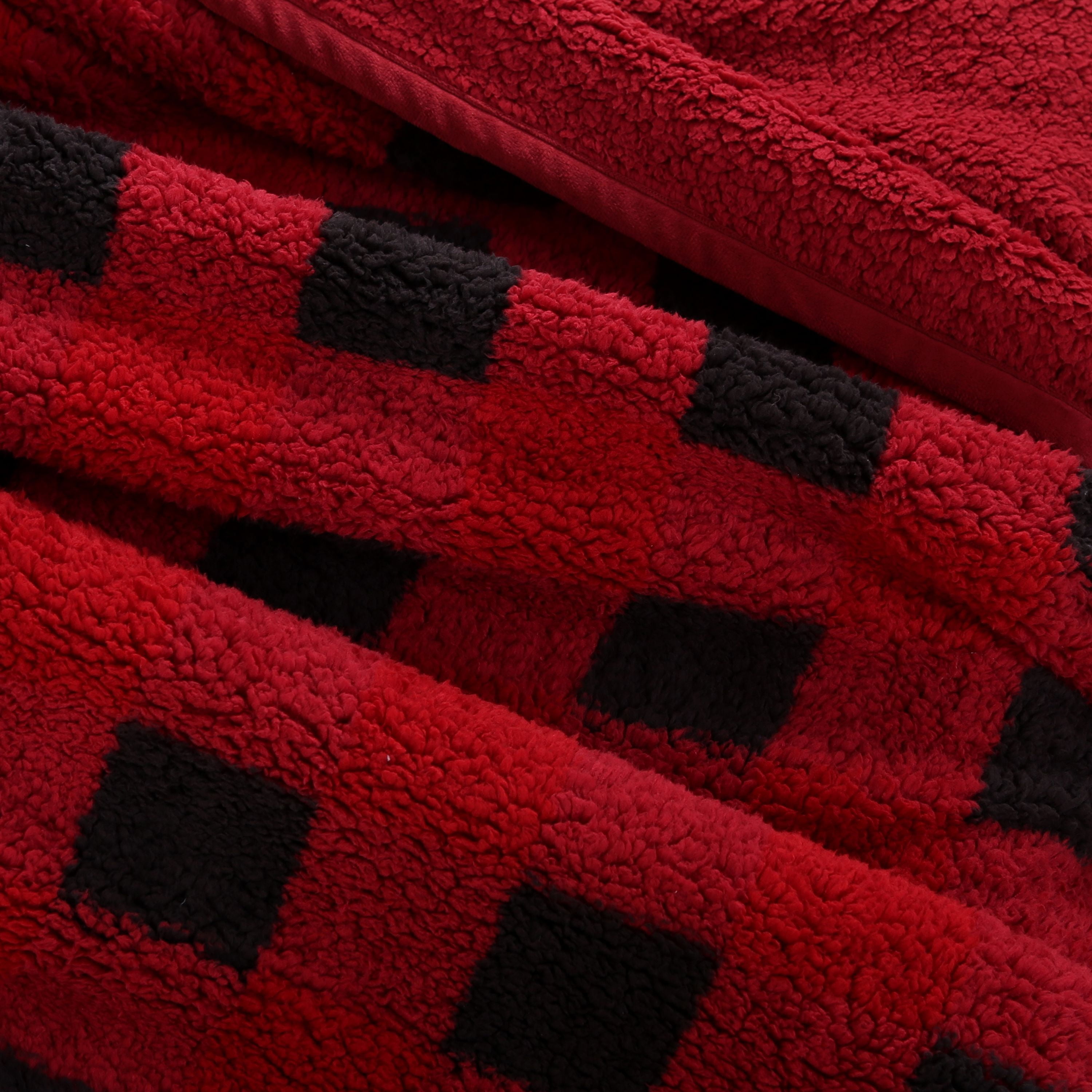 Better Homes & Gardens Red Plaid Polyester Sherpa Plush Throws, 60" x ...