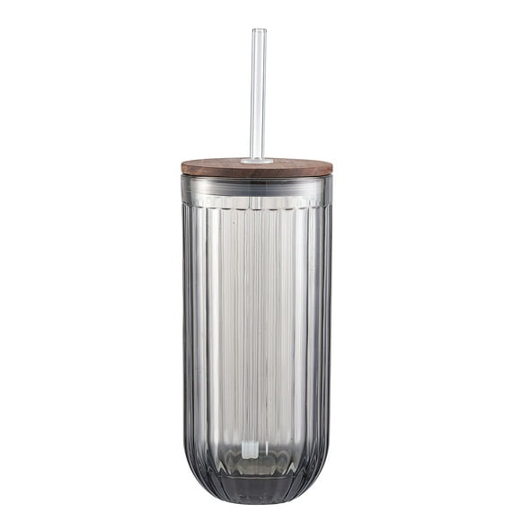 Glass Cups with Straws
