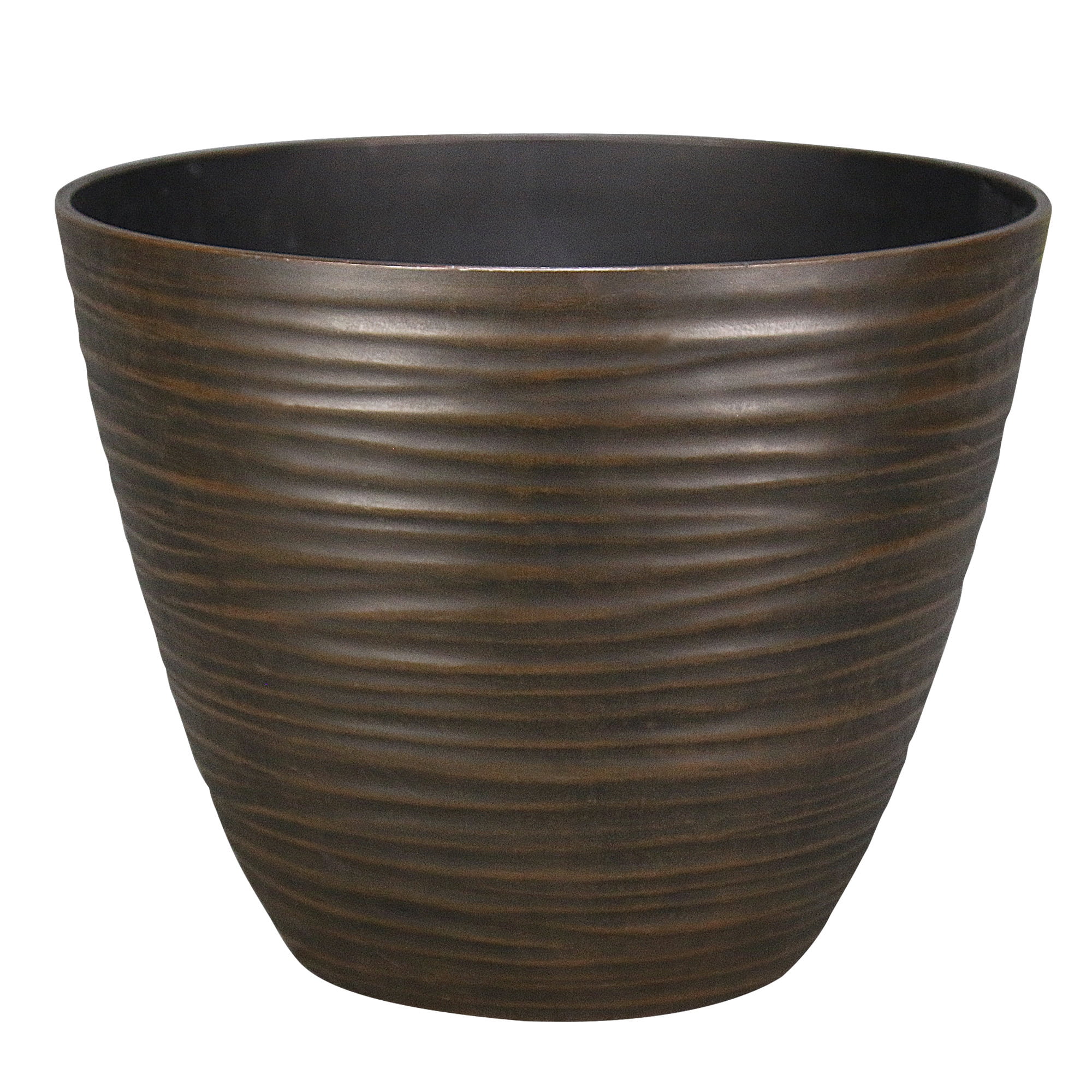 Better Homes & Gardens Ridges Bronze Color Resin Planter, 19.9in x 19 ...