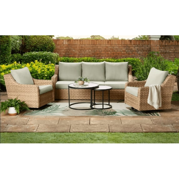 Better Homes & Gardens River Oaks Outdoor 5-Piece Wicker Conversation ...