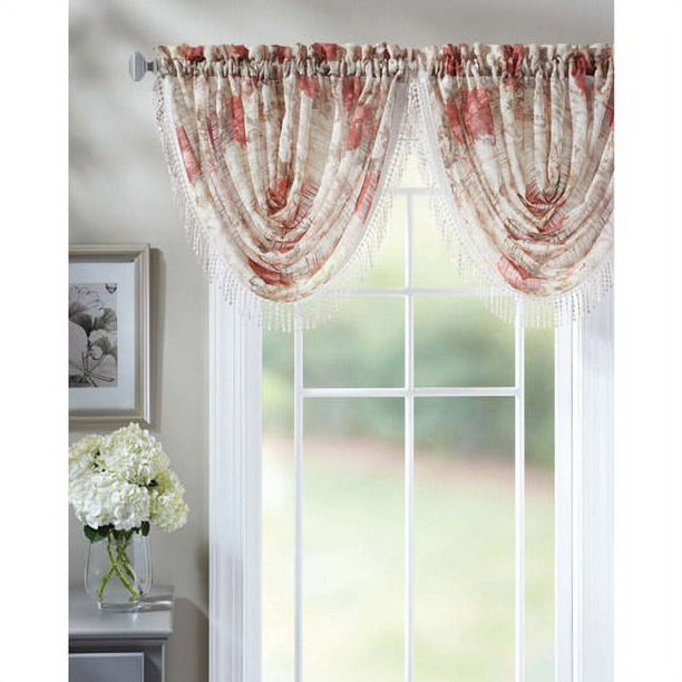 Better Homes & Gardens Roses Waterfall Valance - Walmart Business Supplies