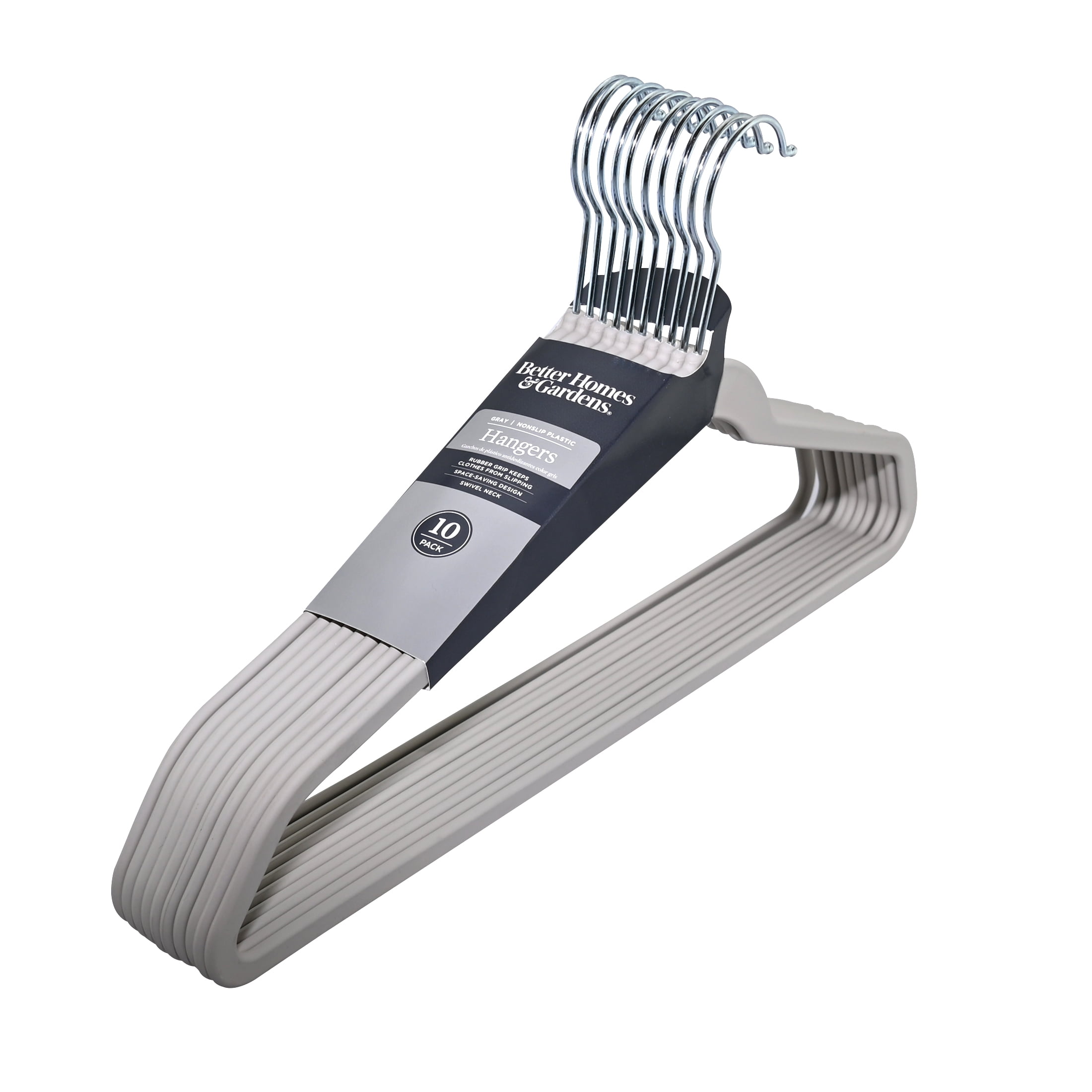 Better Homes & Gardens Rubber Hangers, Non-Slip Clothing Hangers, 10 ...