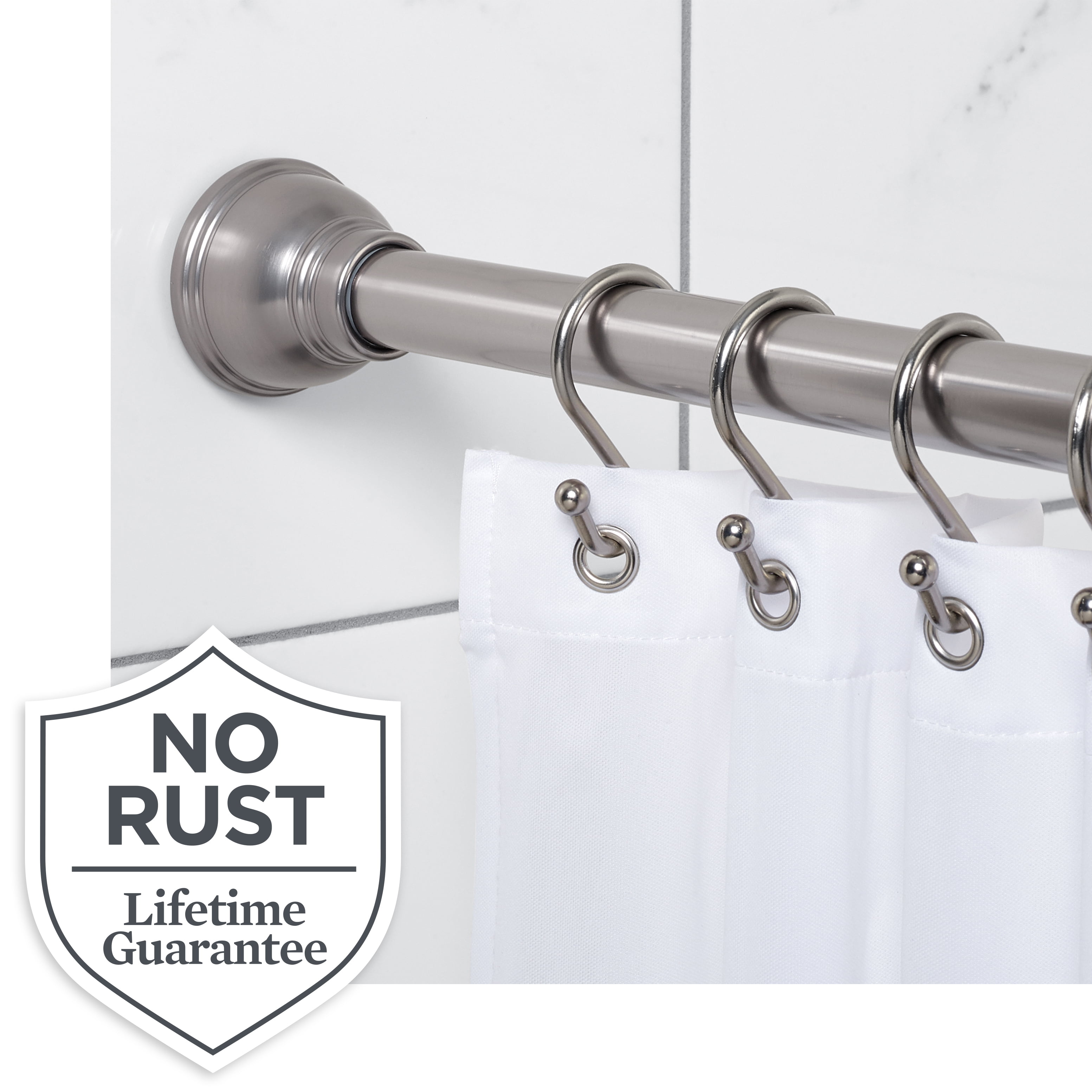 Better Homes & Gardens Rustproof Adjustable Aluminum Shower Curtain Rod ...