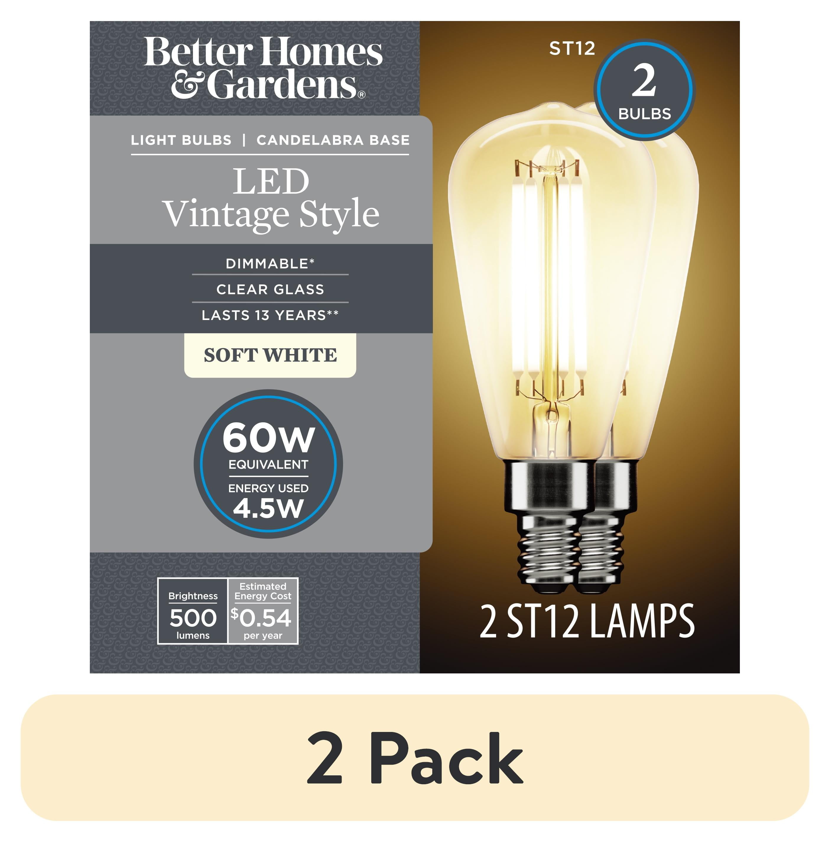 (2 pack) Better Homes & Gardens ST12 LED Light Bulb, 4.5 Watts (60W ...